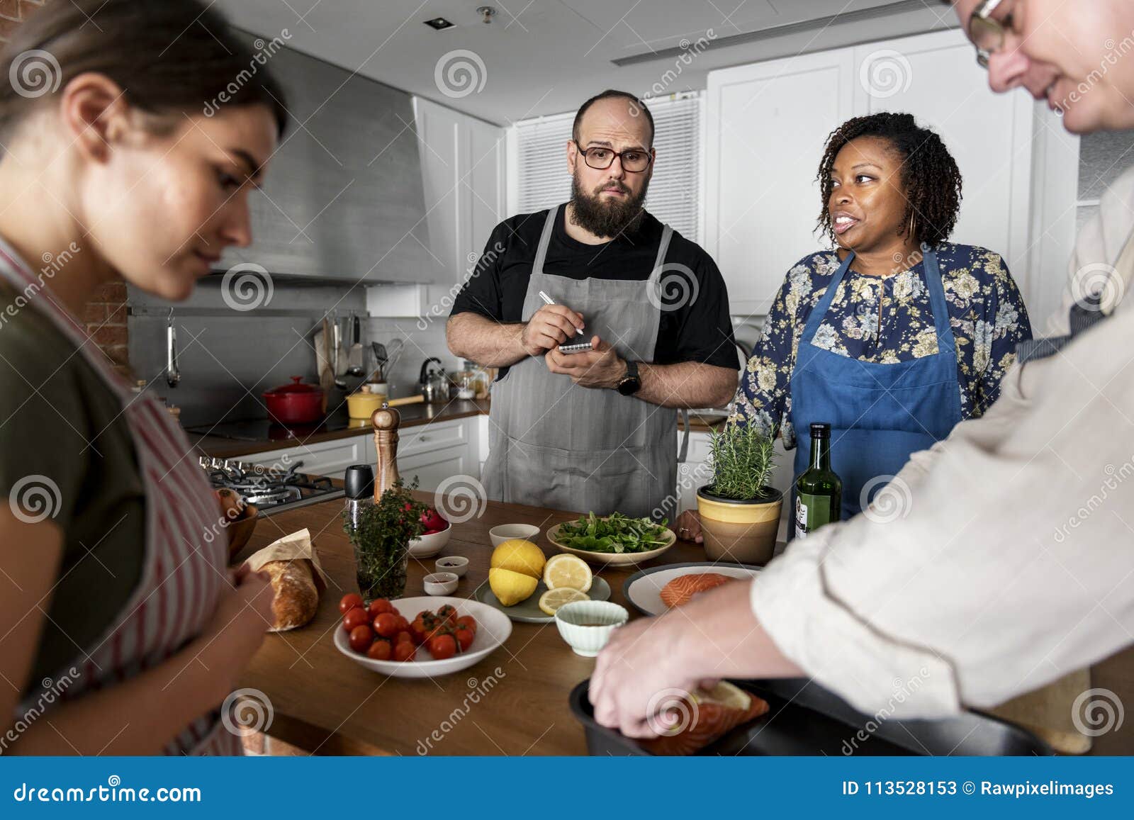 Diverse People Joining Cooking Class Stock Image - Image of fresh ...