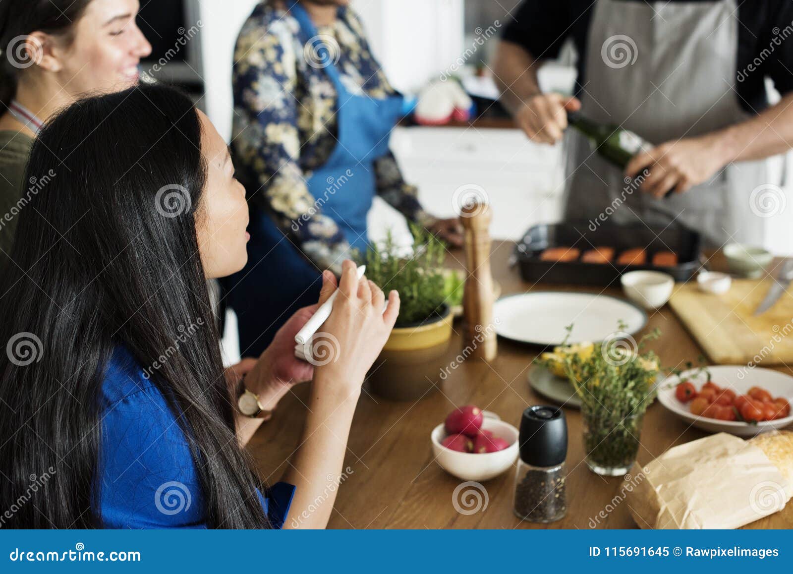 Diverse People Joining Cooking Class Stock Image - Image of delicious ...