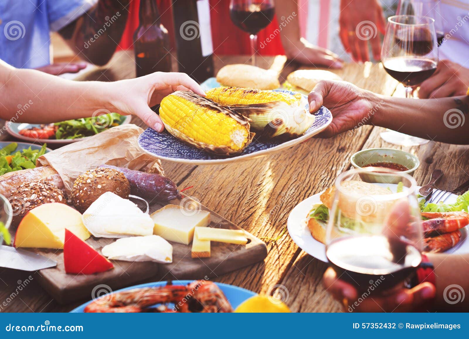 Diverse People Luncheon Food Sharing Concept Stock Photo - Image of ...