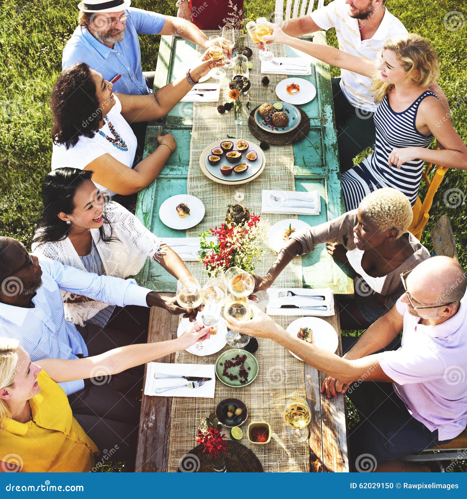 Diverse People Luncheon Outdoors Food Concept Stock Photo - Image of ...