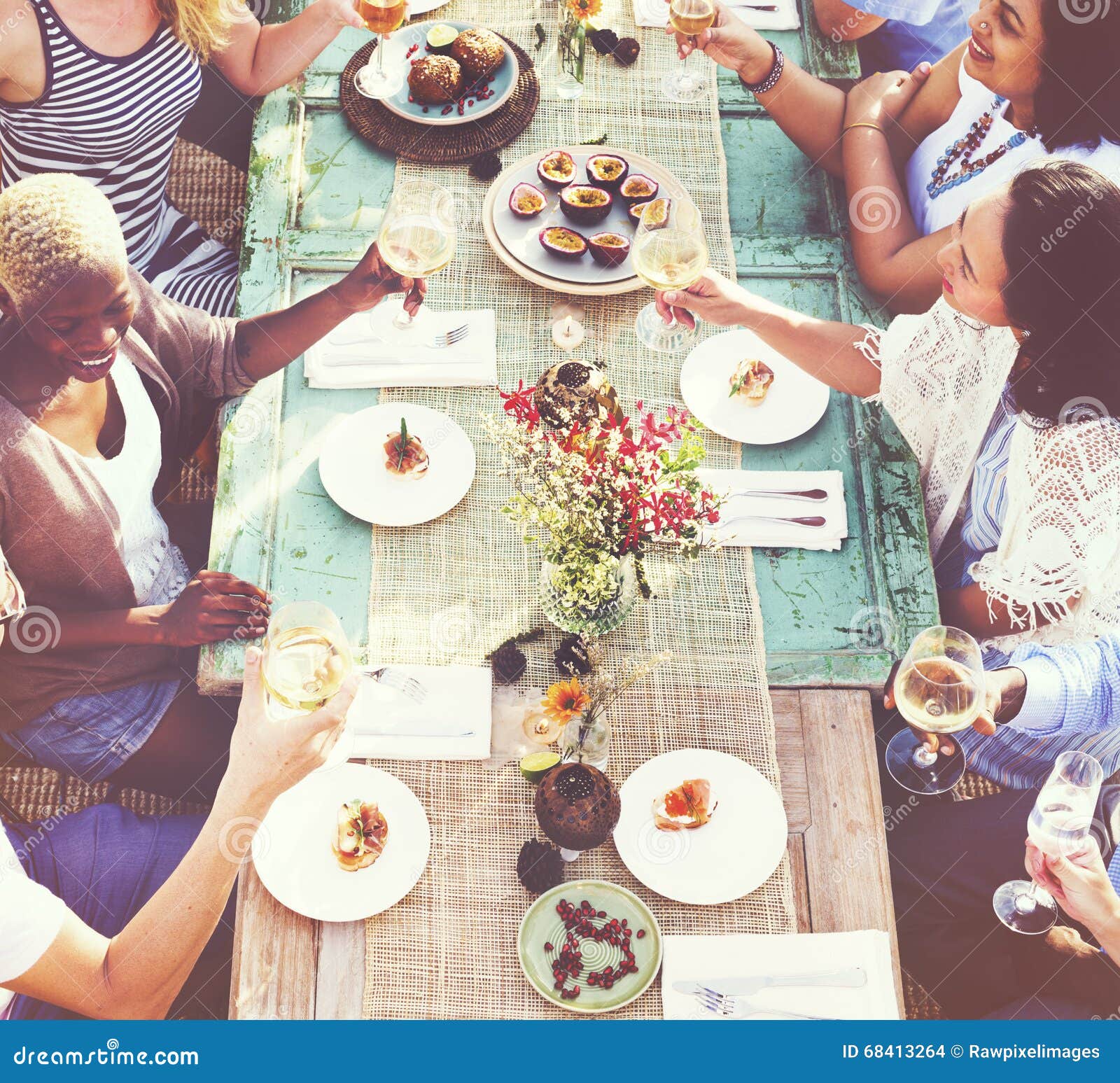 Diverse People Luncheon Outdoors Food Concept Stock Photo - Image of ...