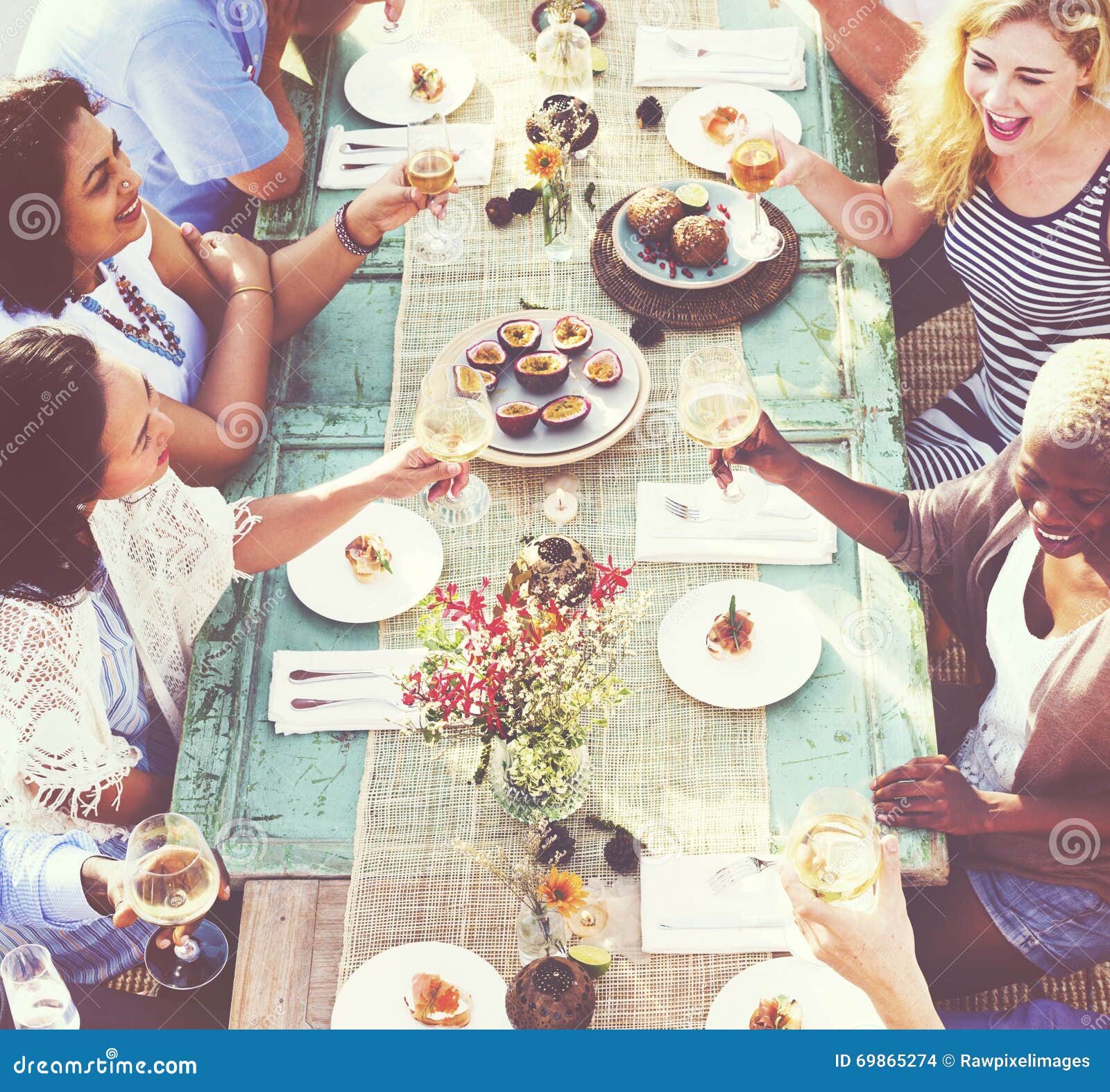 Diverse People Luncheon Outdoors Food Concept Stock Photo - Image of ...