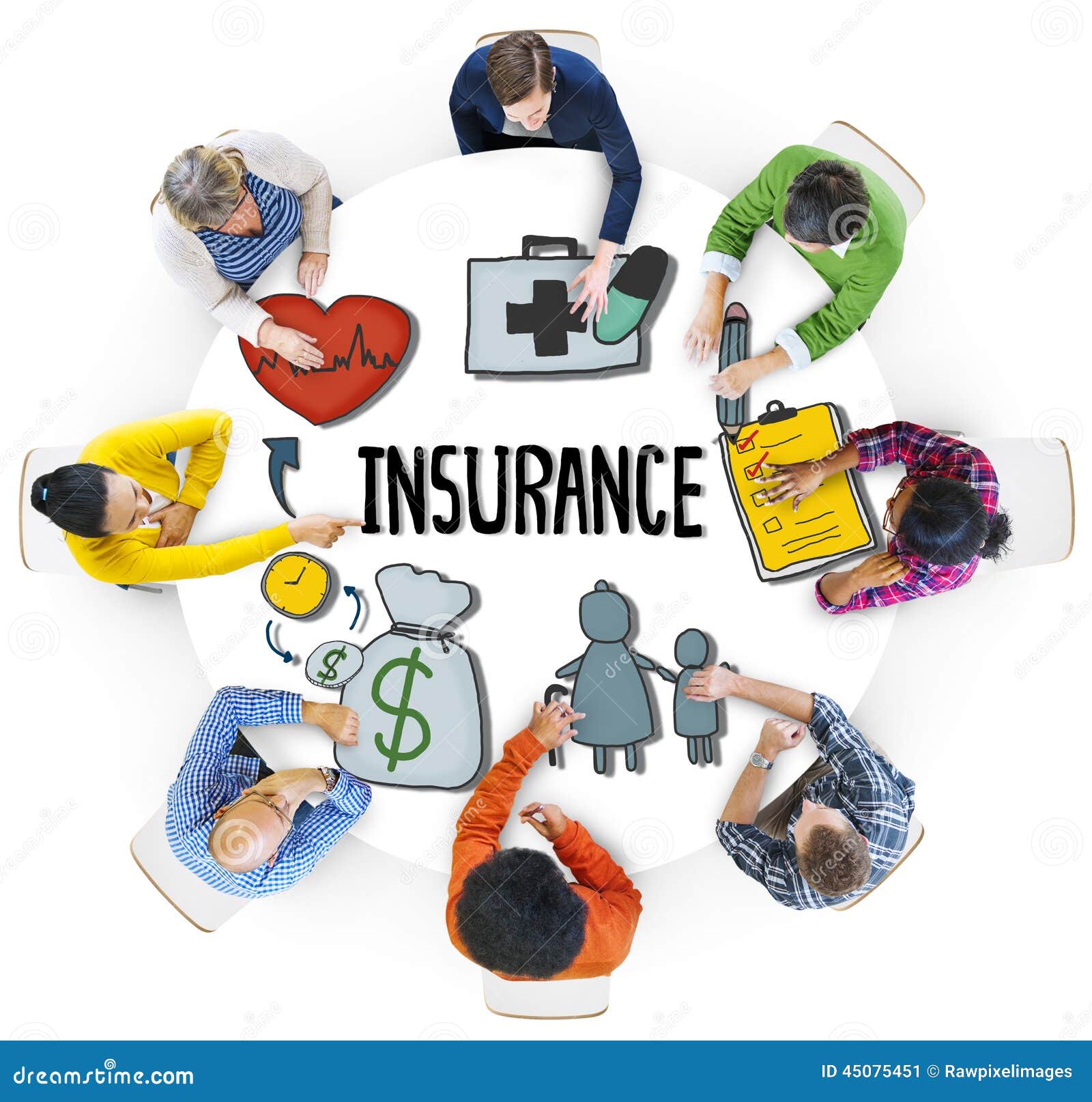 Diverse People in a Meeting about Insurance Stock Illustration ...
