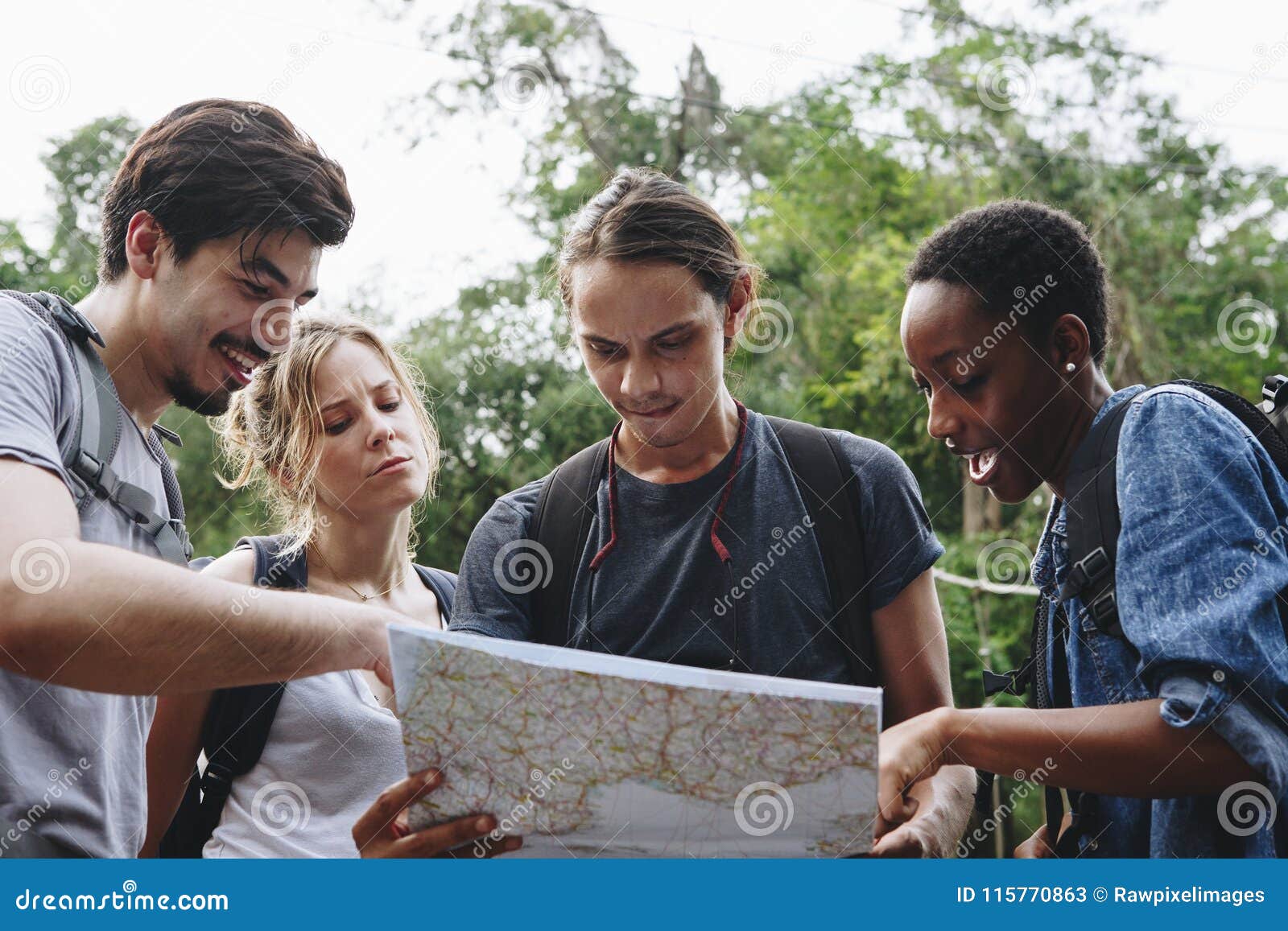 Diverse People Reading a Map Together Stock Image - Image of workplace ...