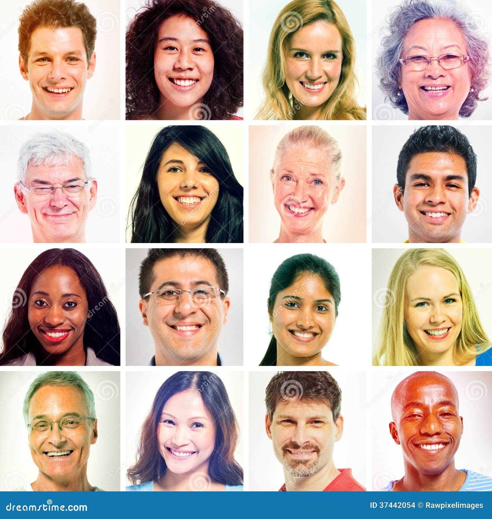 16 Diverse People in Sepia Shade Stock Photo - Image of global ...
