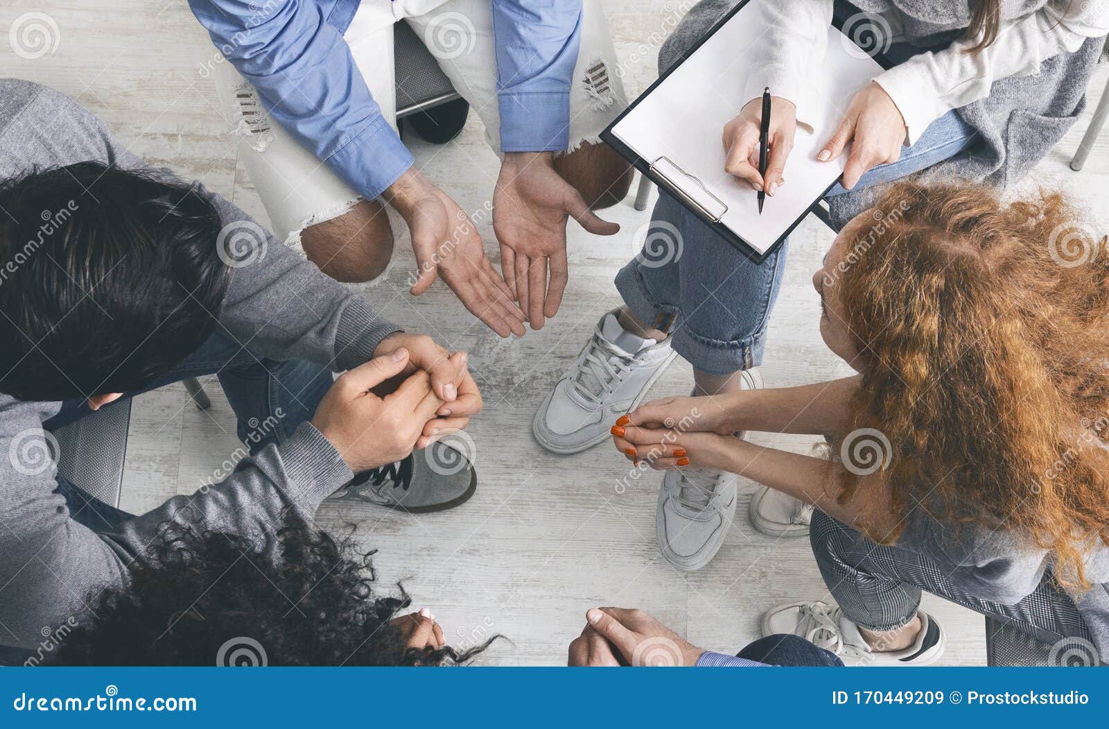 Diverse People Sharing Their Problems at Group Therapy Session, Top ...