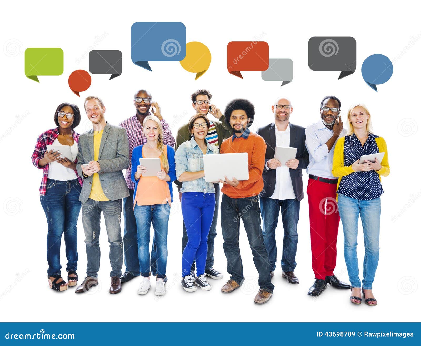 Diverse People Social Networking and Speech Bubbles Stock Image - Image ...