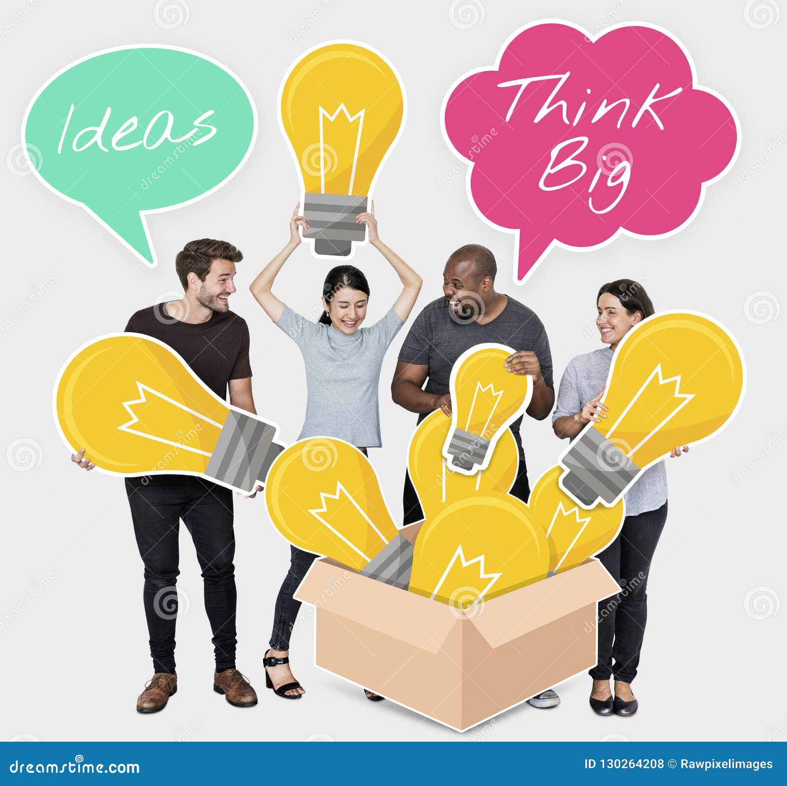 Diverse People with Think Outside the Box Concept Icons Stock ...