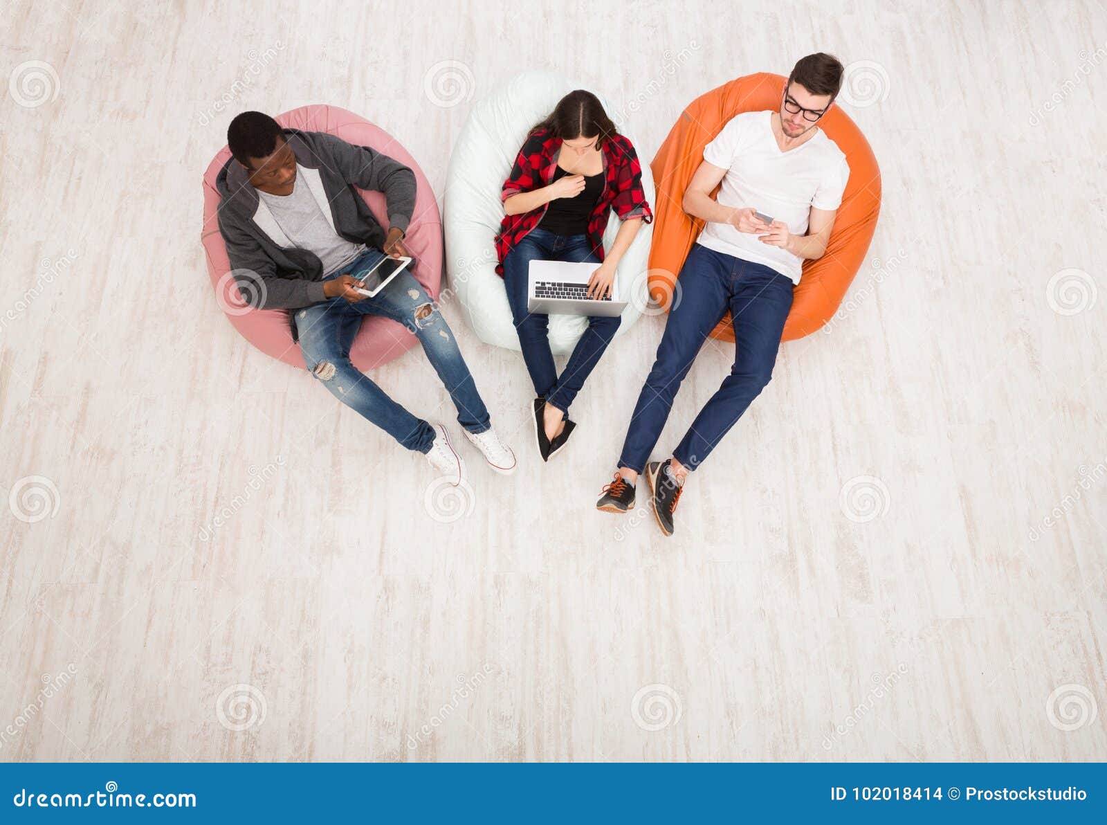 Diverse People Using Gadgets, Top View Stock Photo - Image of female ...