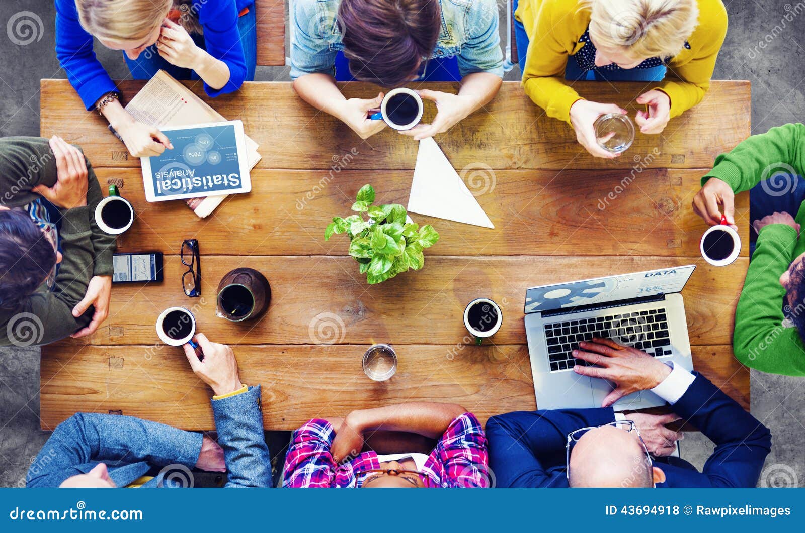 Diverse People Using Technologies and Talking Stock Photo - Image of ...