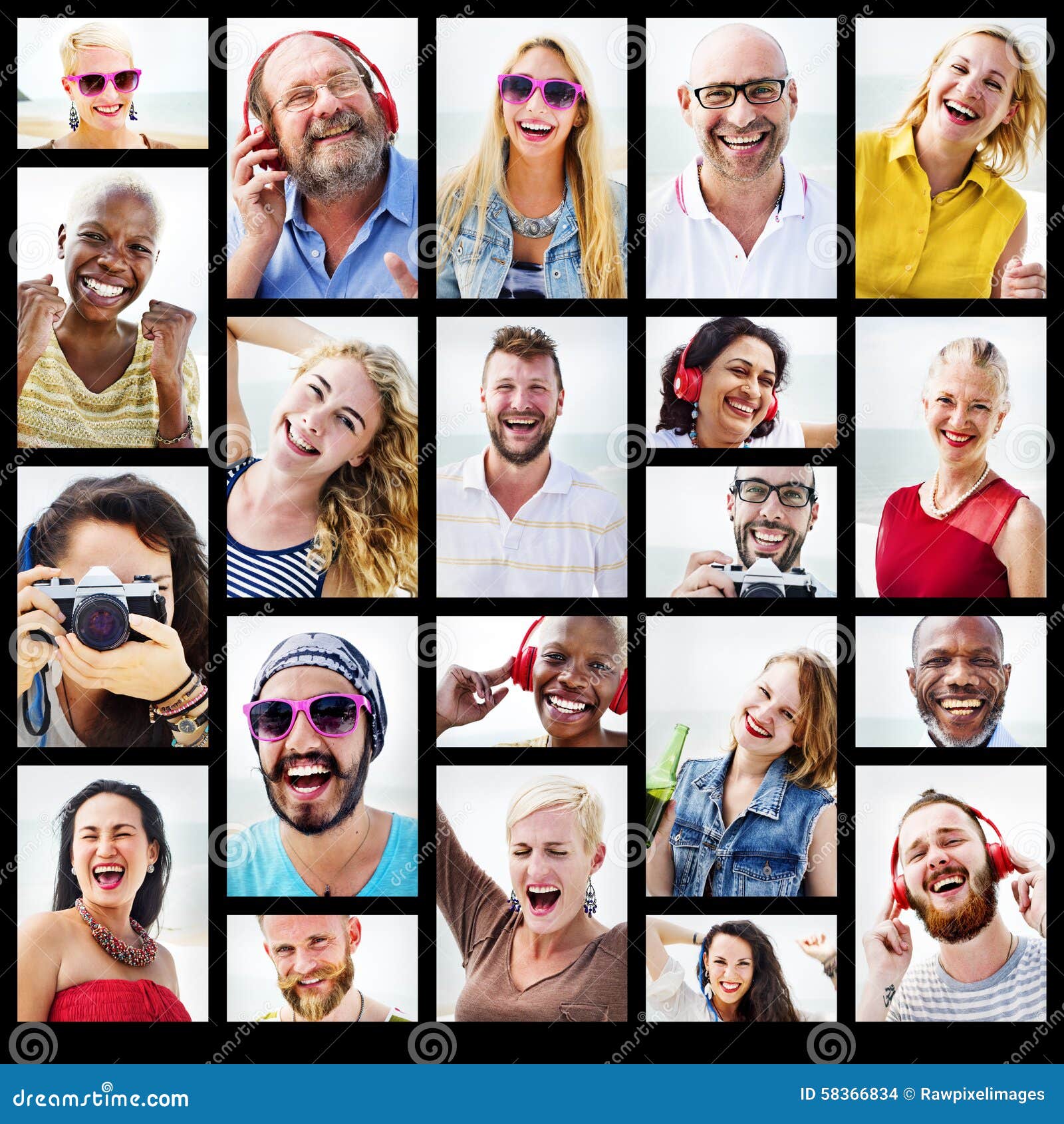 Diverse People Variation Portraits Summer Concept Stock Photo - Image ...