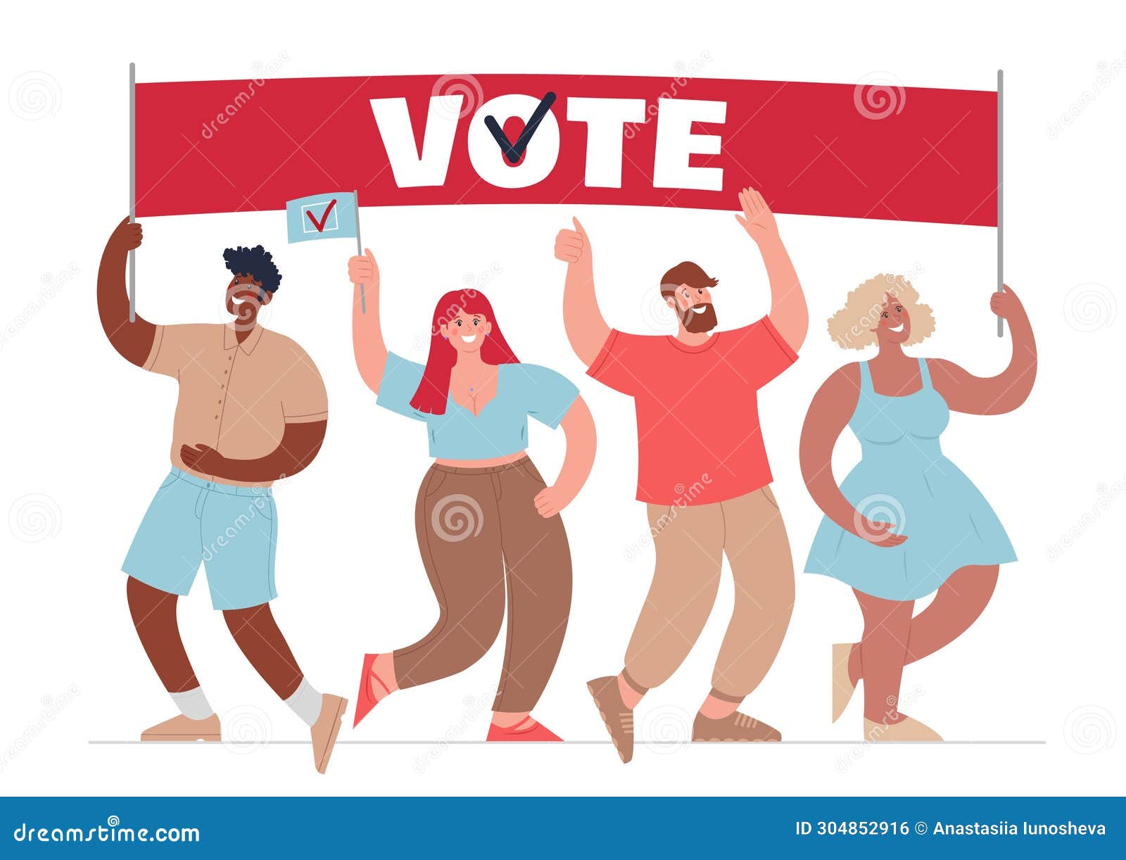 Diverse People with Vote Poster. Call for Voting. Modern Poster ...