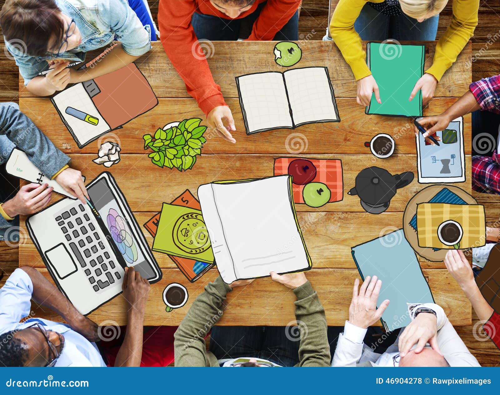 Diverse People Working Drawing and Illustration Stock Photo - Image of ...