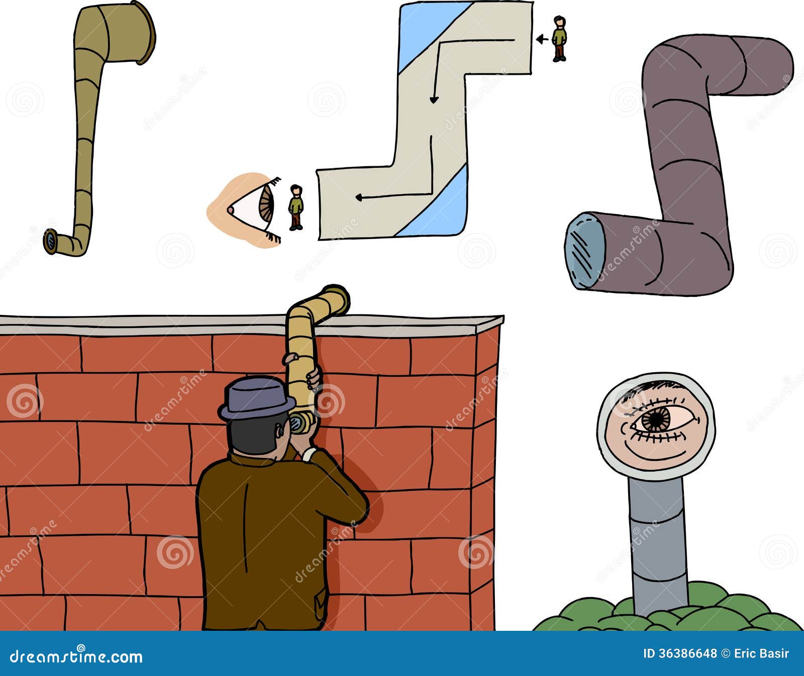 Diverse Periscoop Het Spioneren Beeldverhalen Vector Illustratie ...