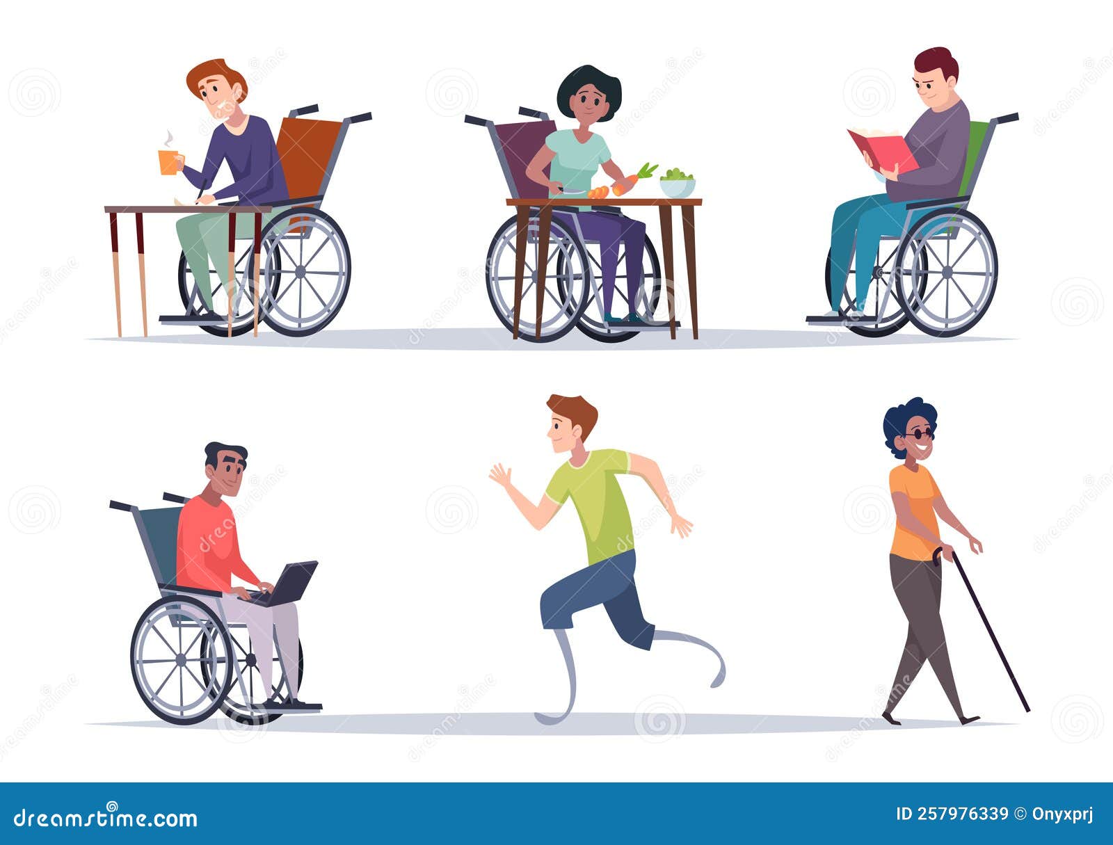 Diverse Persons. daily Routine of People Multinational Characters on ...