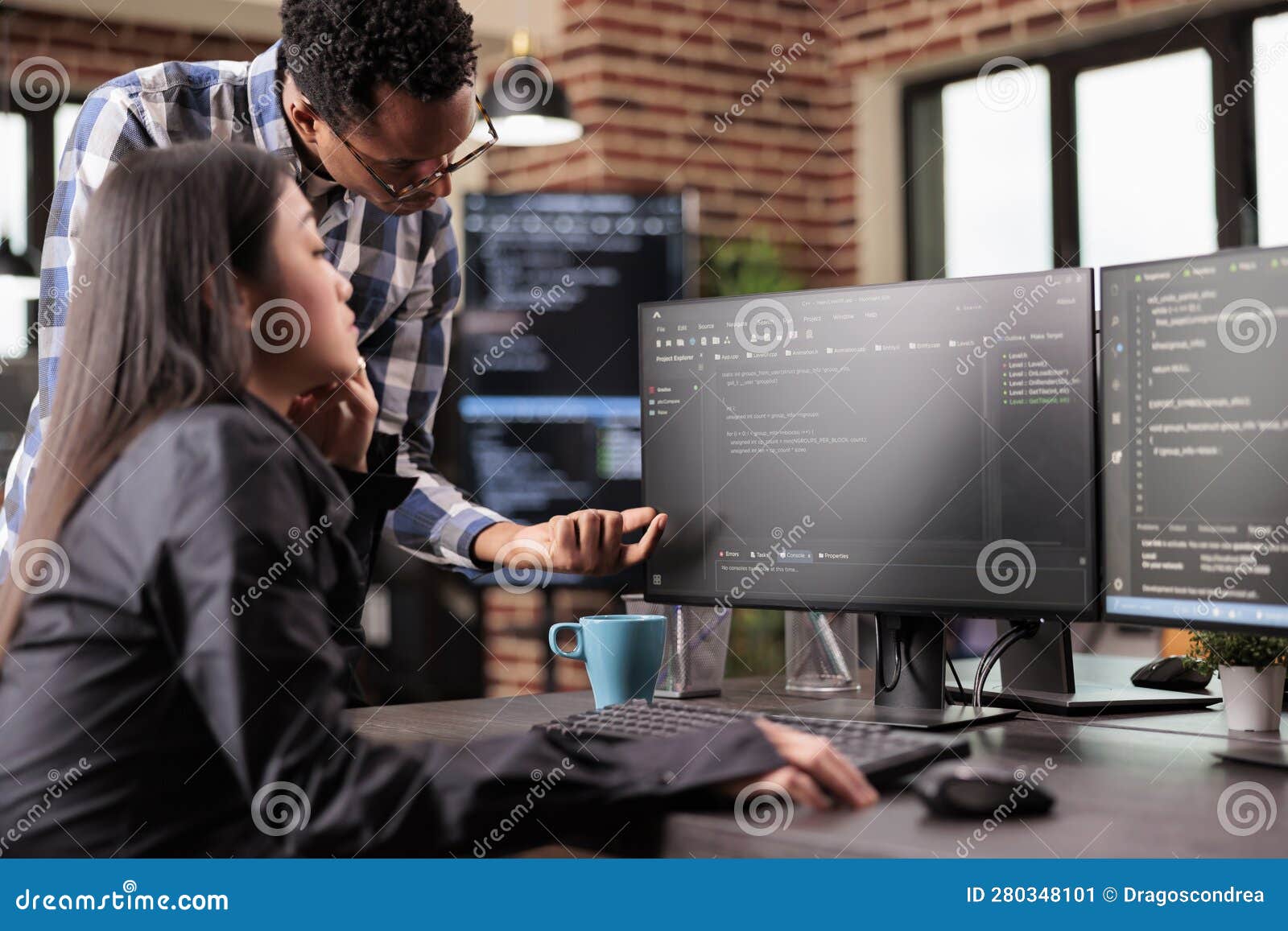 Diverse Programmers Discussing About Html Code Stock Image Image Of Data Html 280348101