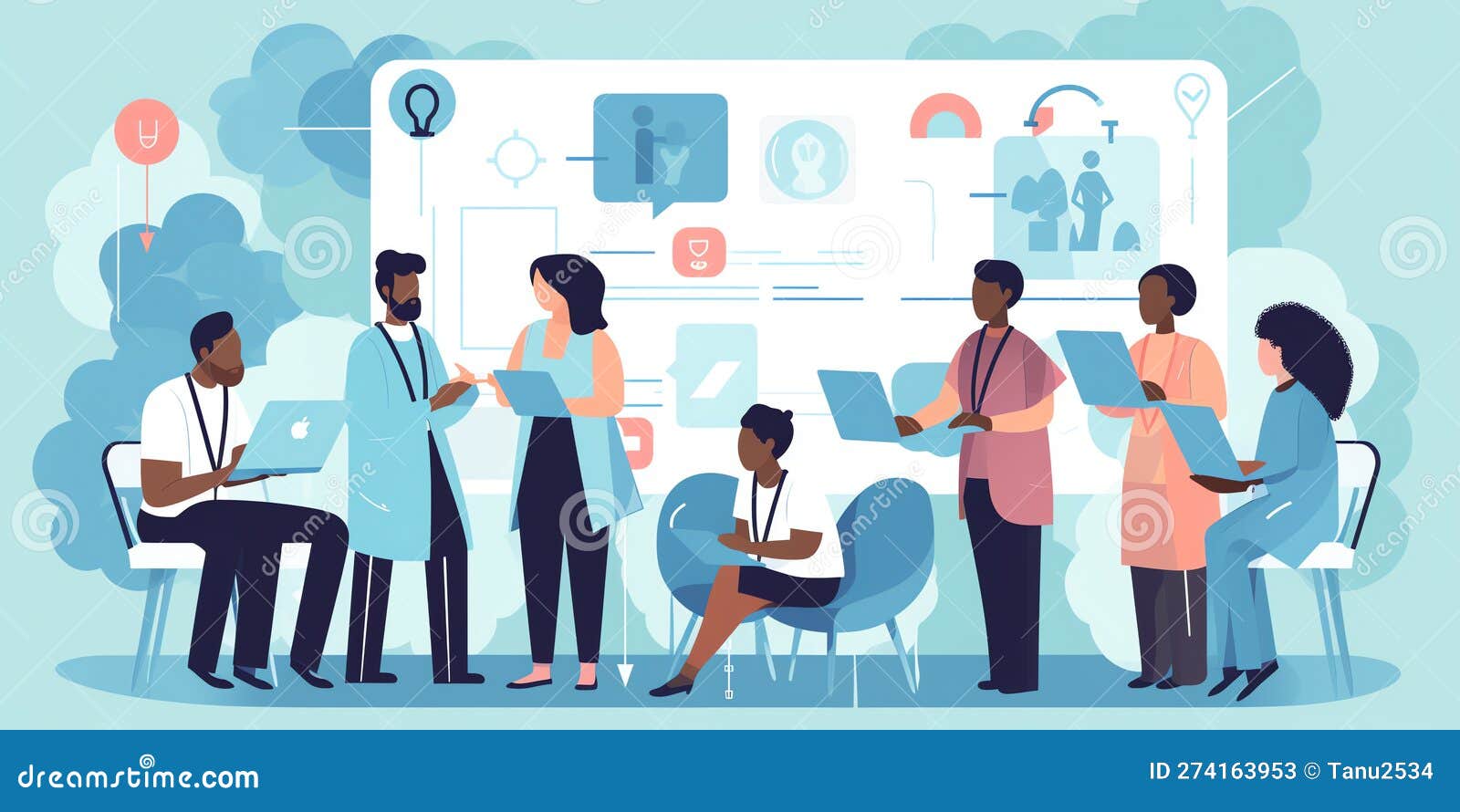 Diverse Providers Collaborate on a Treatment Plan Stock Illustration ...