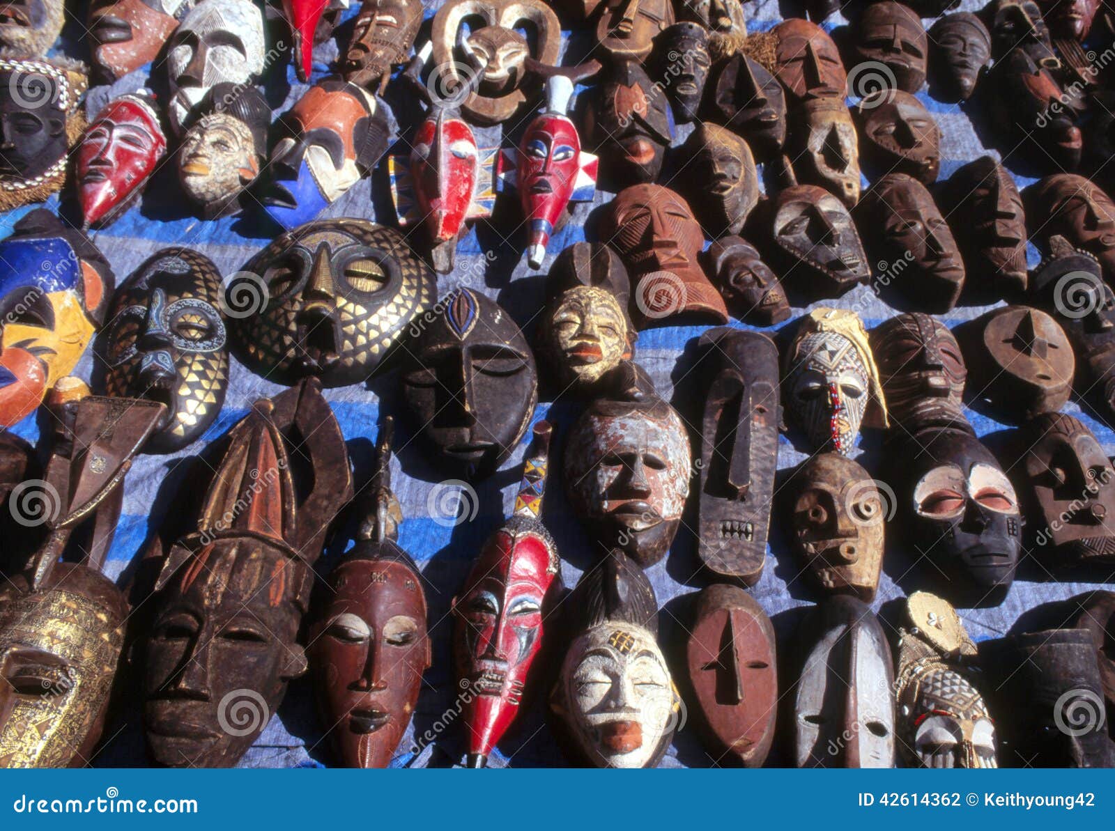 Diverse Range of African Masks on Display Stock Photo - Image of ...