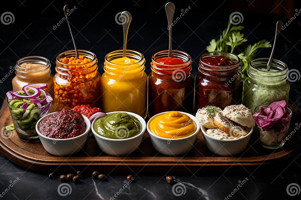 A Diverse Range of Sauces and Condiments. Generative by Ai Stock Image ...