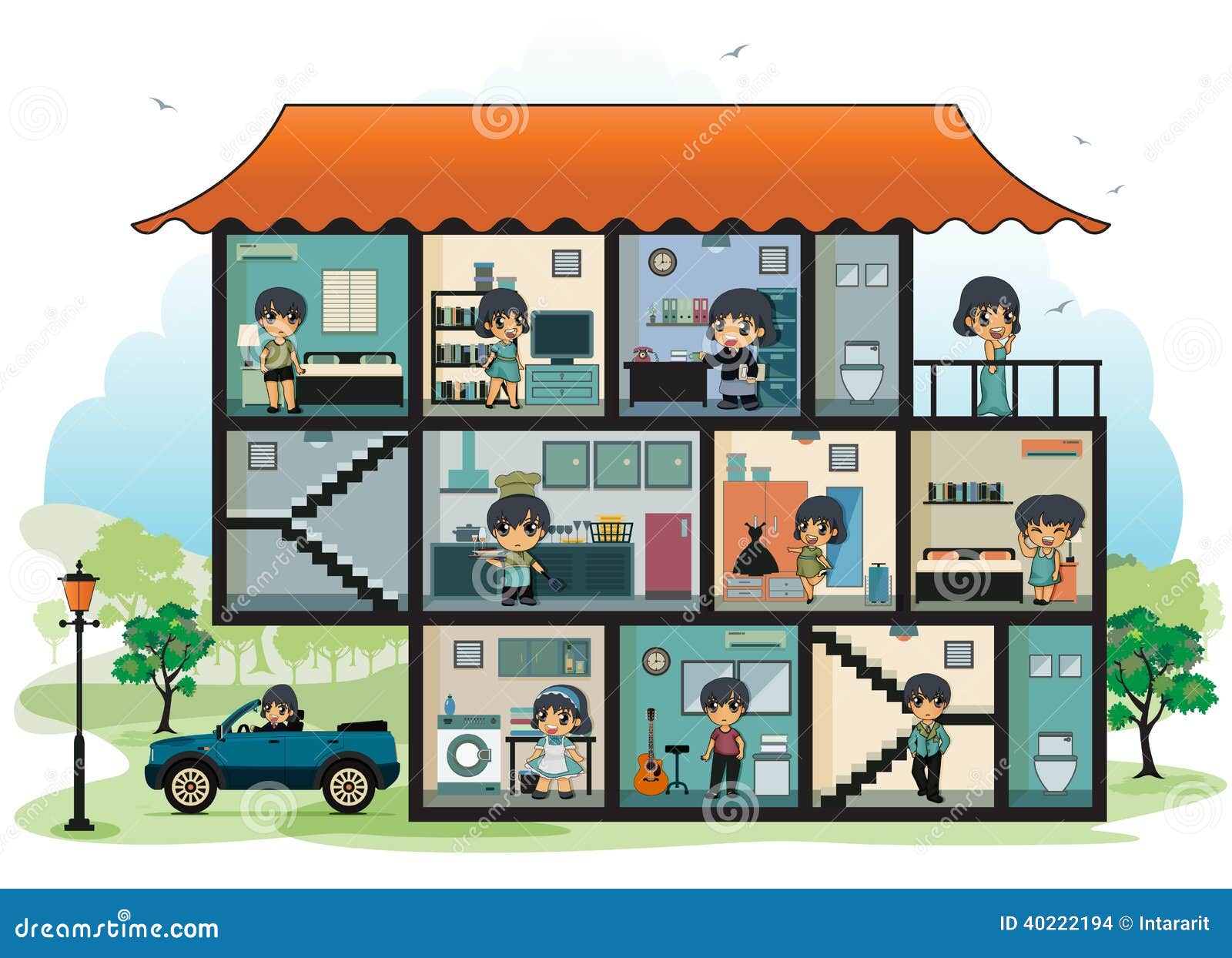 Diverse Ruimten in Het Huis Vector Illustratie - Illustration of ...