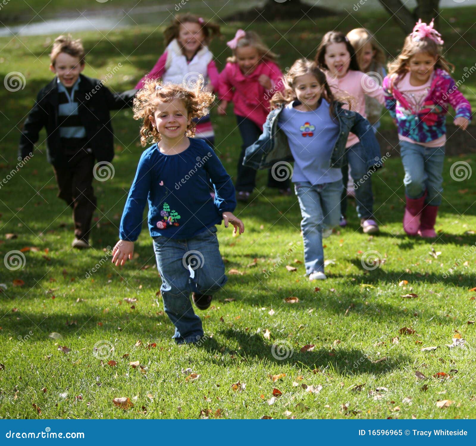 Diverse running kids stock image. Image of fall, girls - 16596965