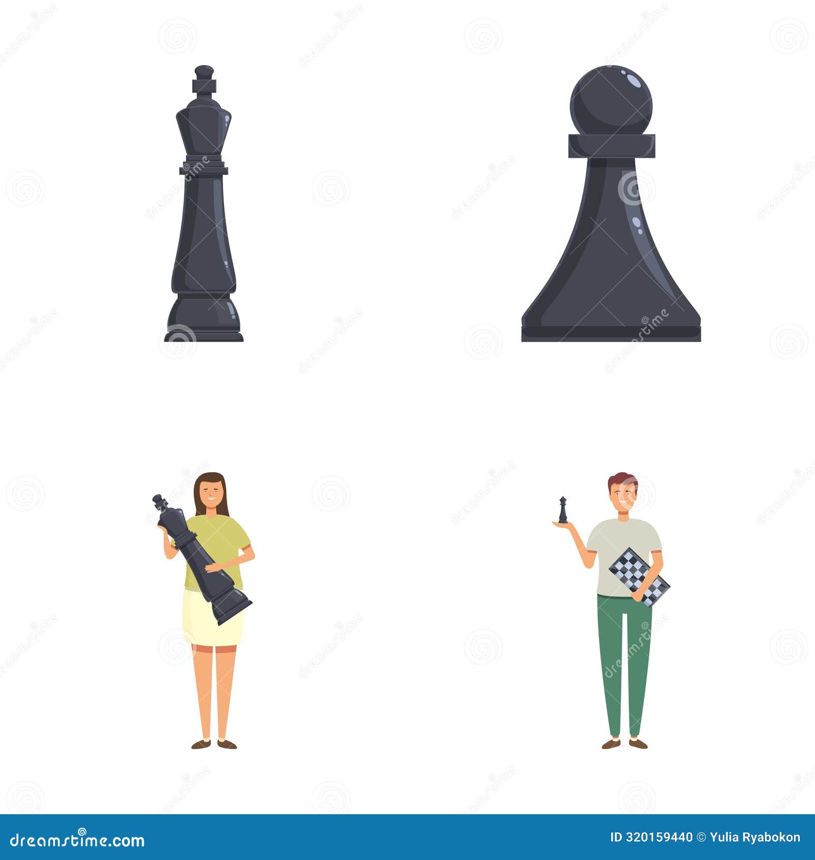 Diverse Set of Chess and People Characters Stock Vector - Illustration ...