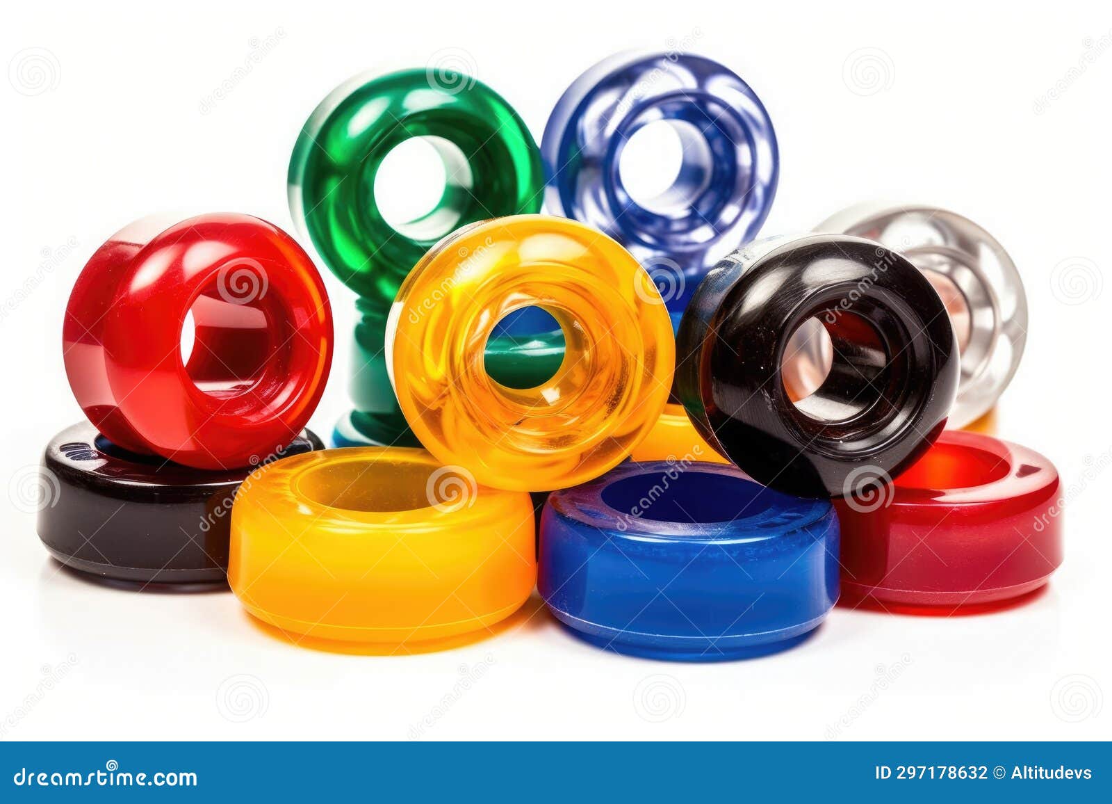Diverse Set of Skateboard Wheels on a White Backdrop Stock Photo ...