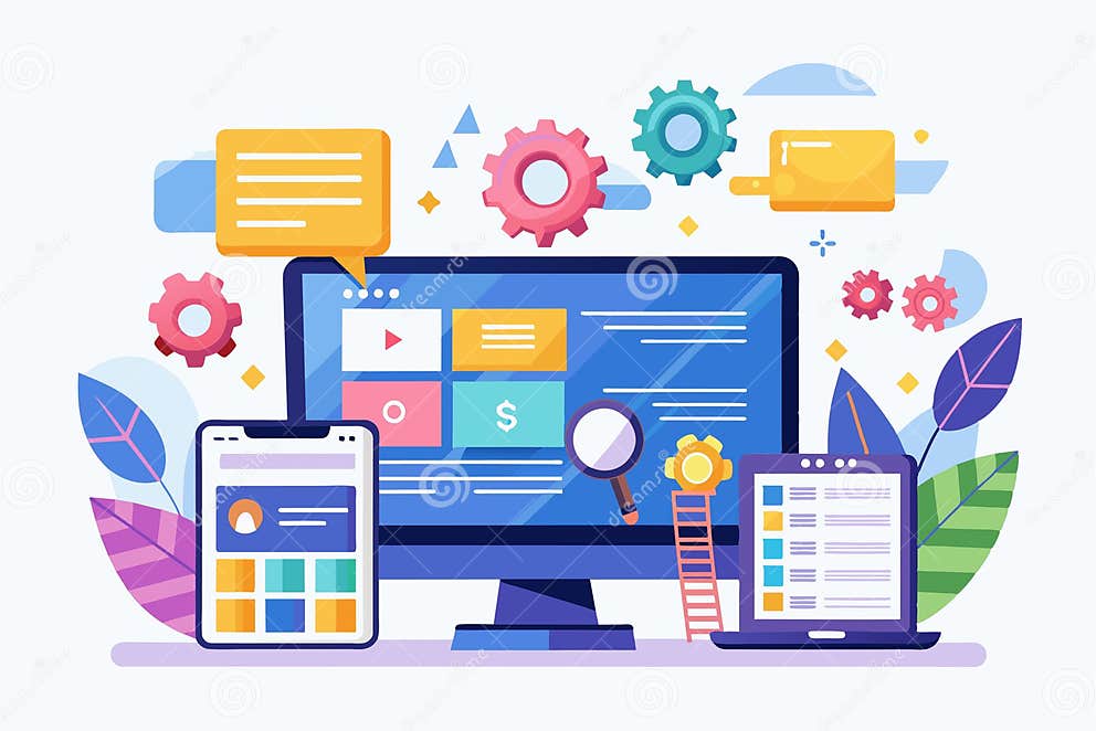 A Diverse Setup Featuring Computer Screens and Mobile Devices Focused ...