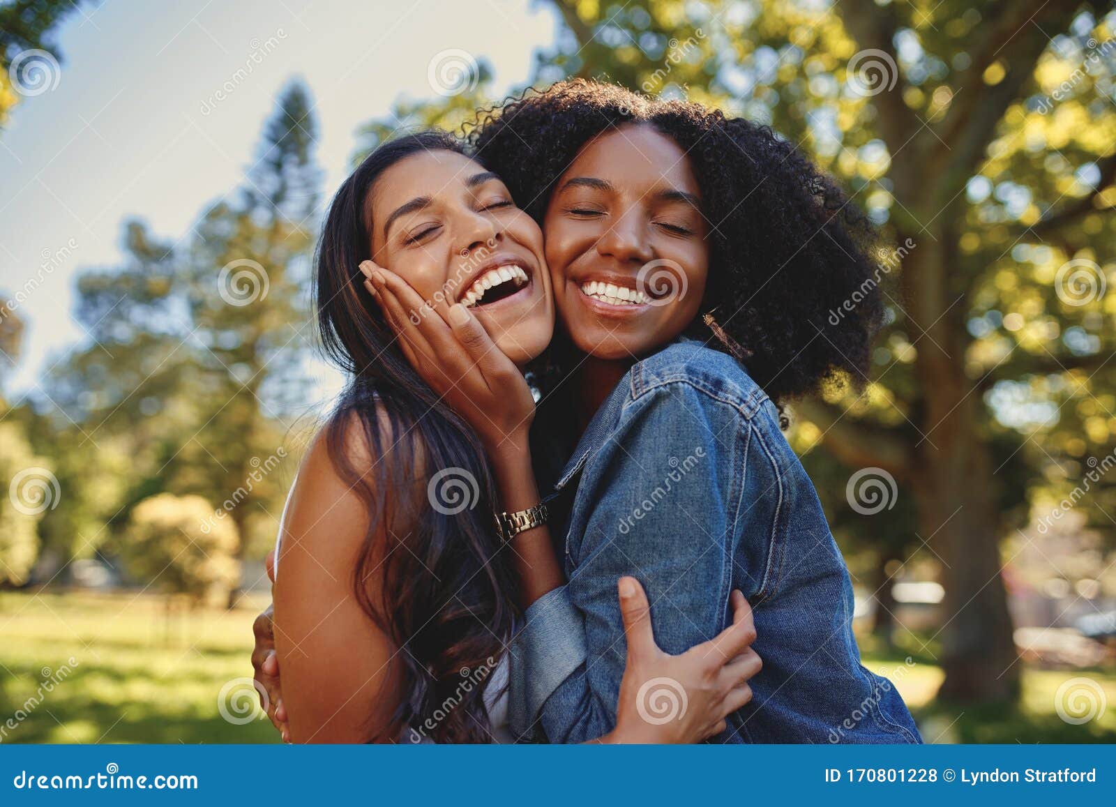 Close Up Lifestyle Portrait Of Diverse Multiracial Happy Best Friends