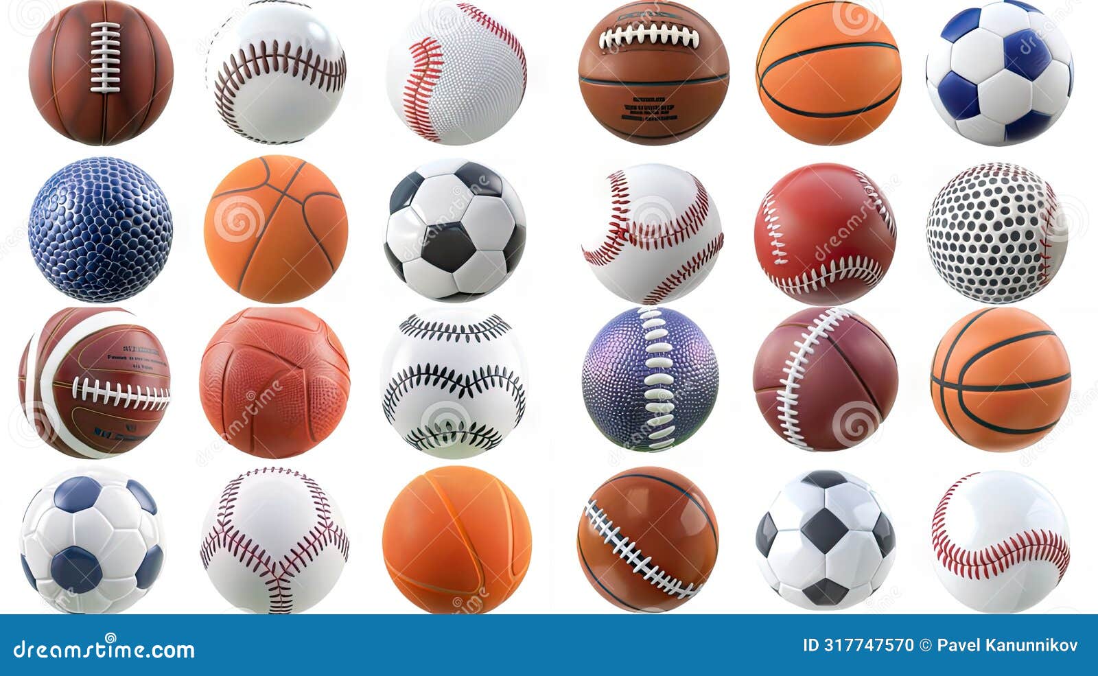 Diverse Spheres: Multitude of Balls in Array on White Surface Stock ...