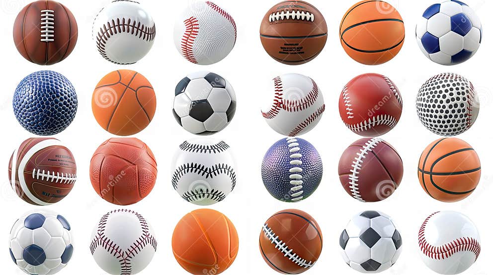 Diverse Spheres: Multitude of Balls in Array on White Surface Stock ...