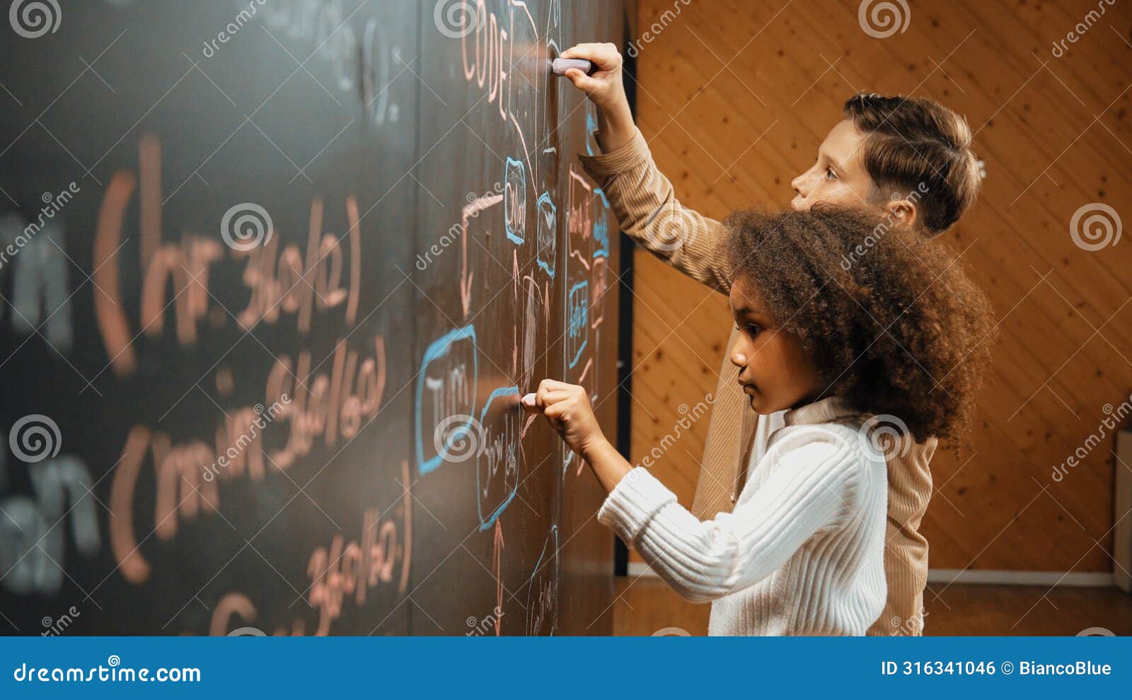 Diverse Happy Students Brainstorm Engineering Prompt on Blackboard ...