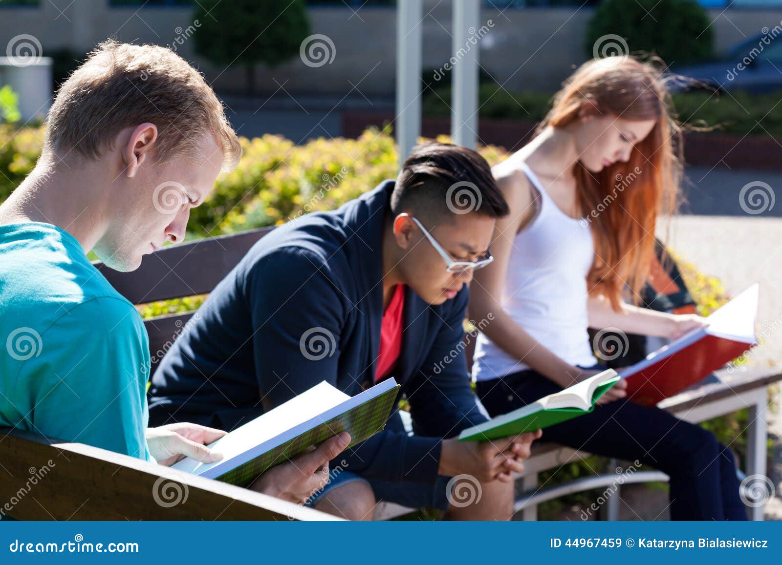 Diverse Students on a Bench Stock Image - Image of knowledge, asian ...