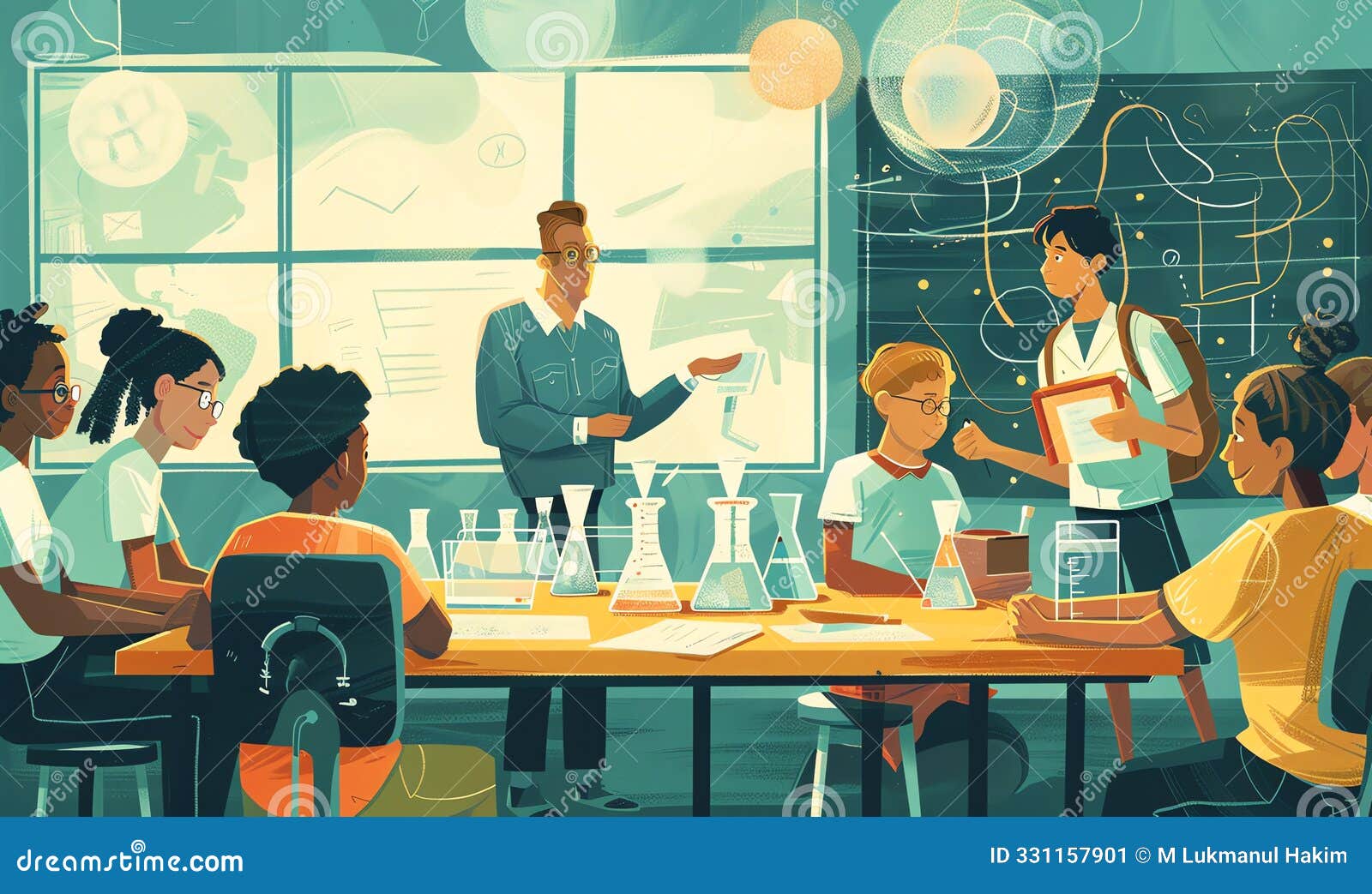 Diverse Students Engaged in Chemistry Lesson with Teacher and Lab ...