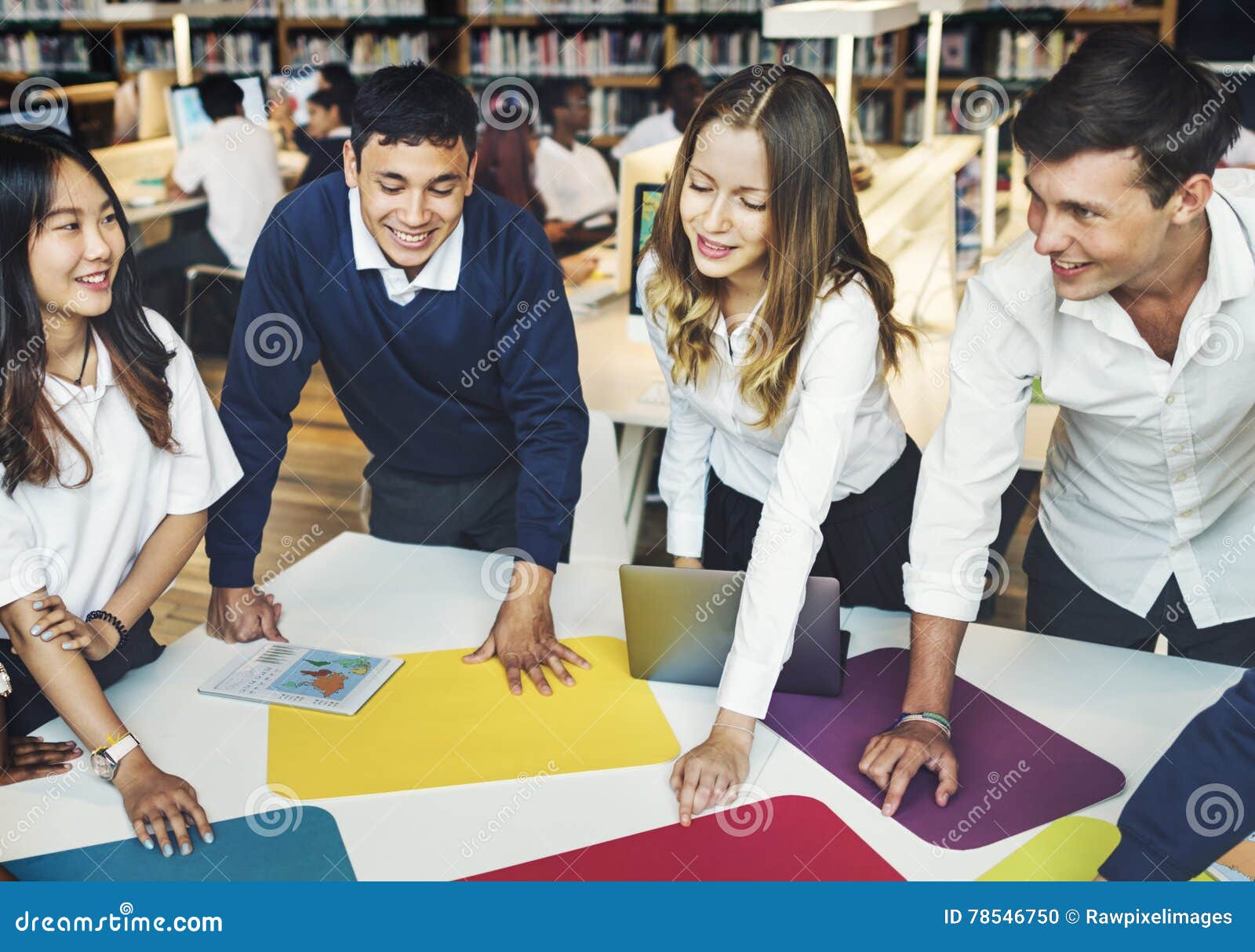Diverse Students Learning Standing Library Concept Stock Photo - Image ...
