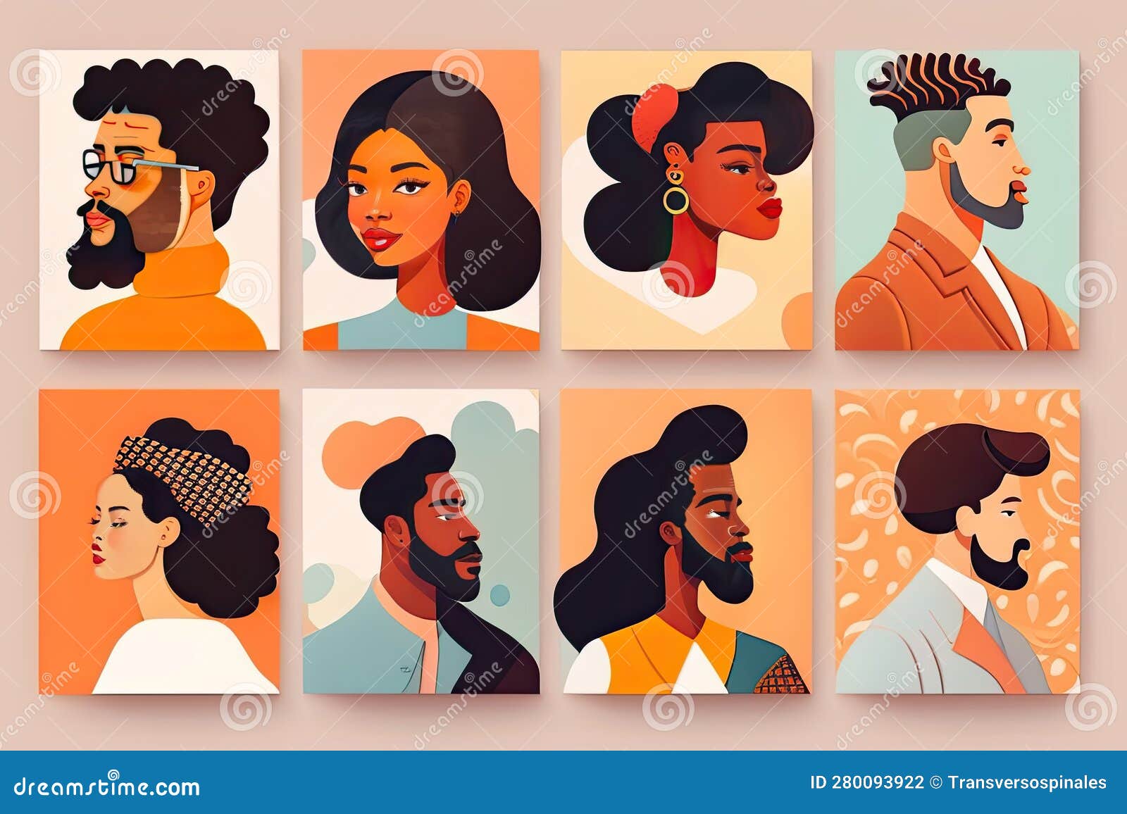 Diverse Style Design Various Portraits Generative AI Stock Illustration ...