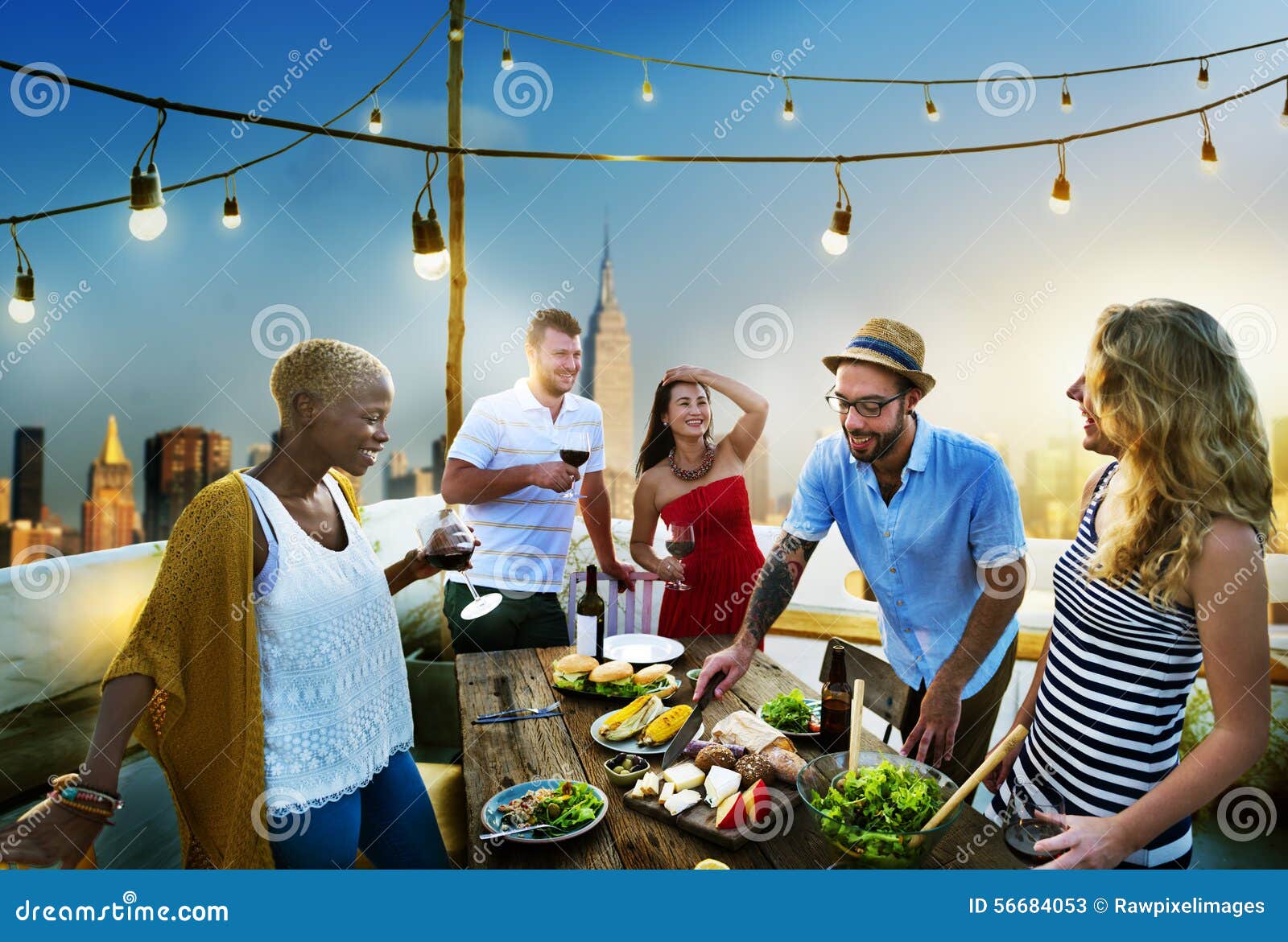 Diverse Summer Party Rooftop Fun Concept Stock Image - Image of city ...