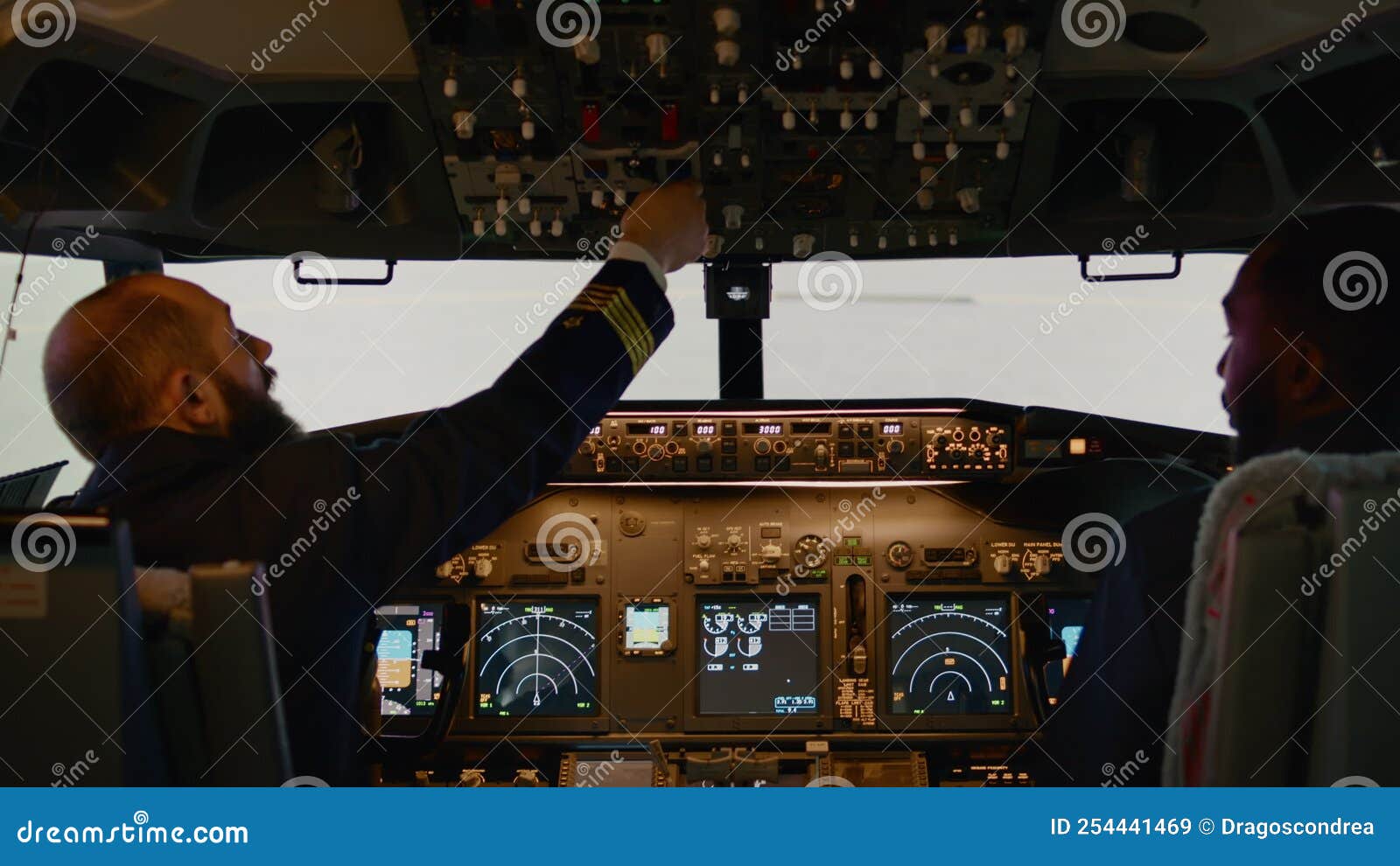 Diverse Team of Airliners Turning on Switch and Buttons Stock Video ...