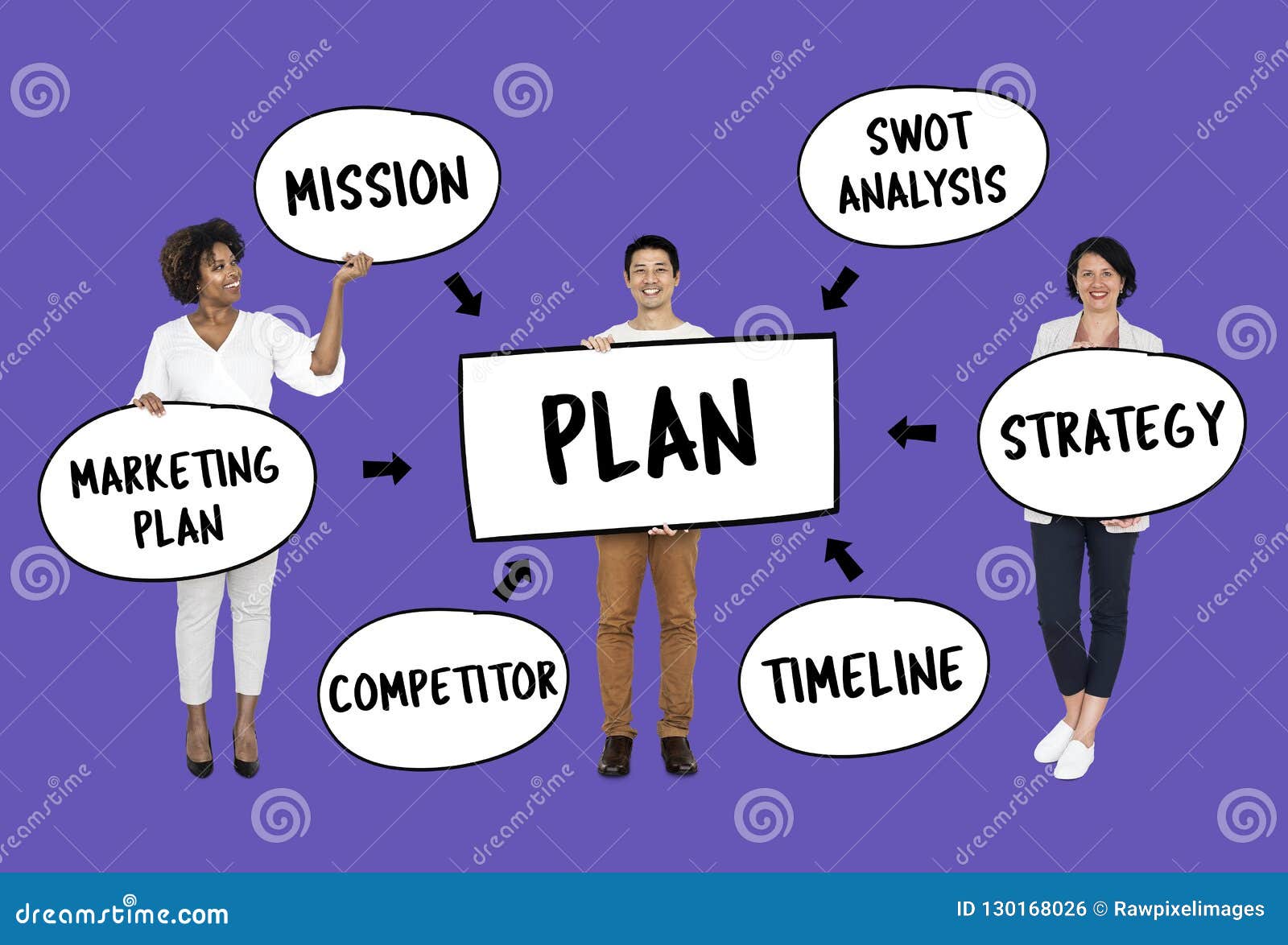 Diverse Team with a Business Plan Stock Photo - Image of competitor ...