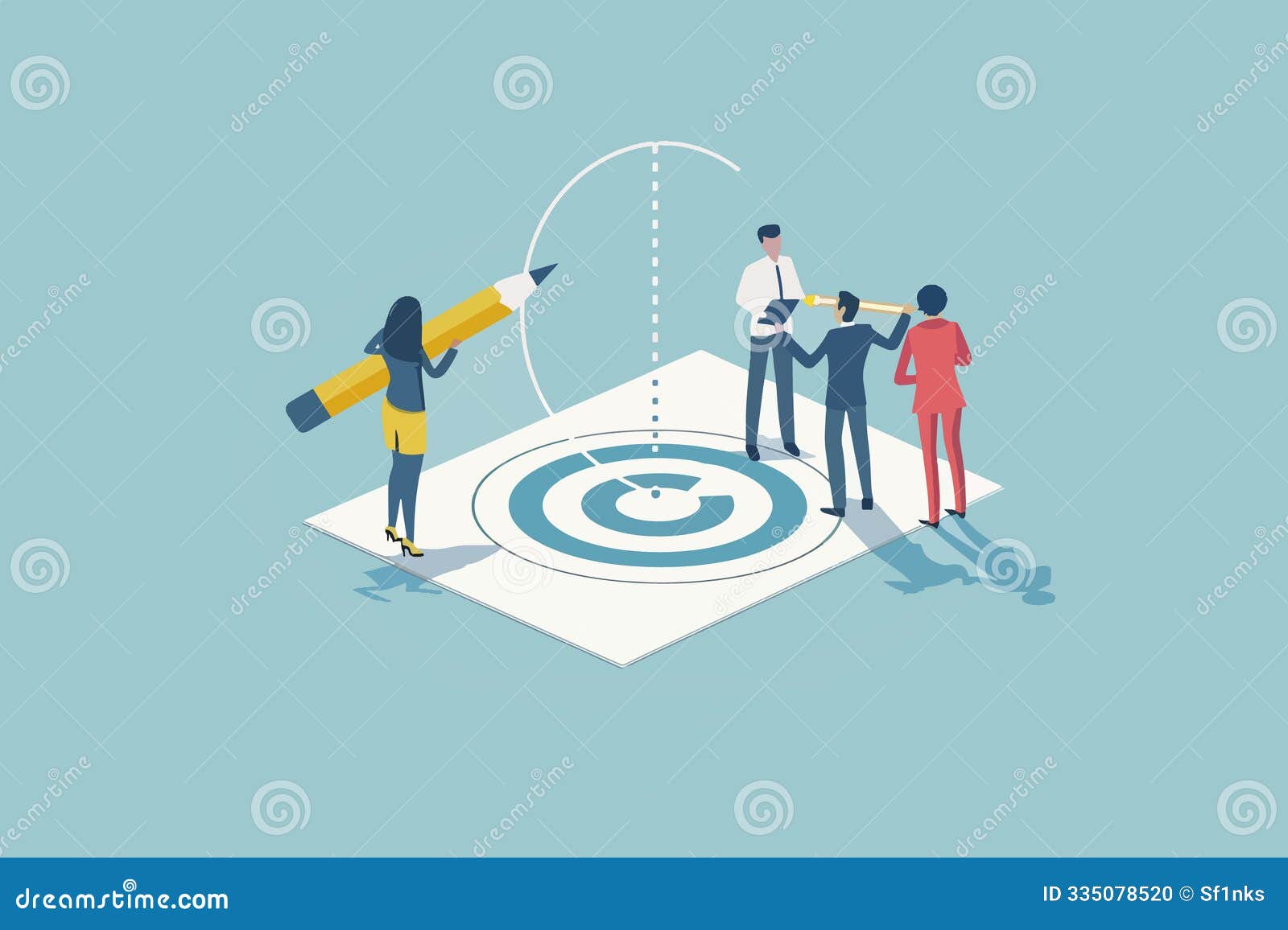 Diverse Team Collaborates on Strategic Planning, Using Giant Pencil and ...