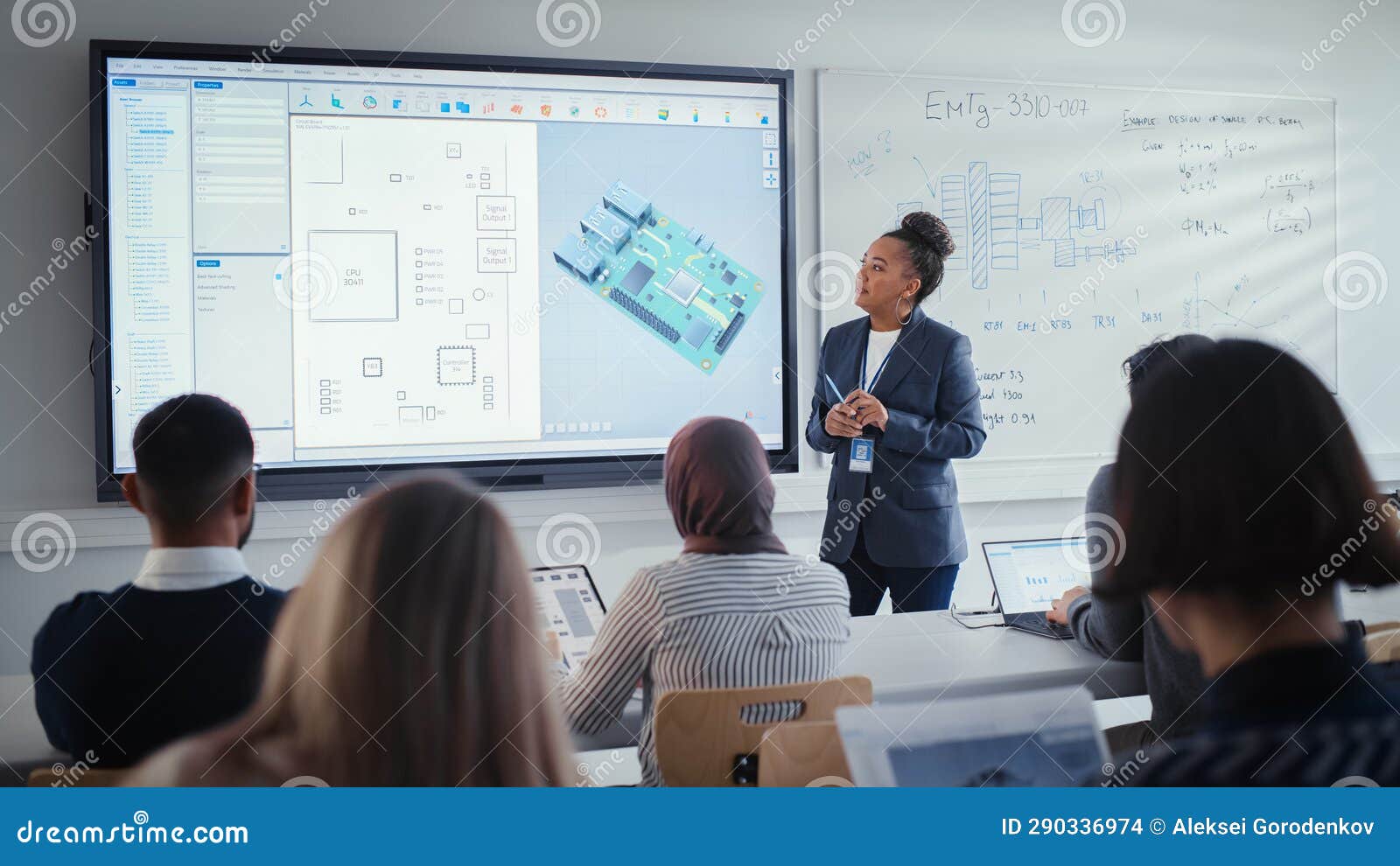Diverse Team of Computer Engineering Students Listening To Black ...
