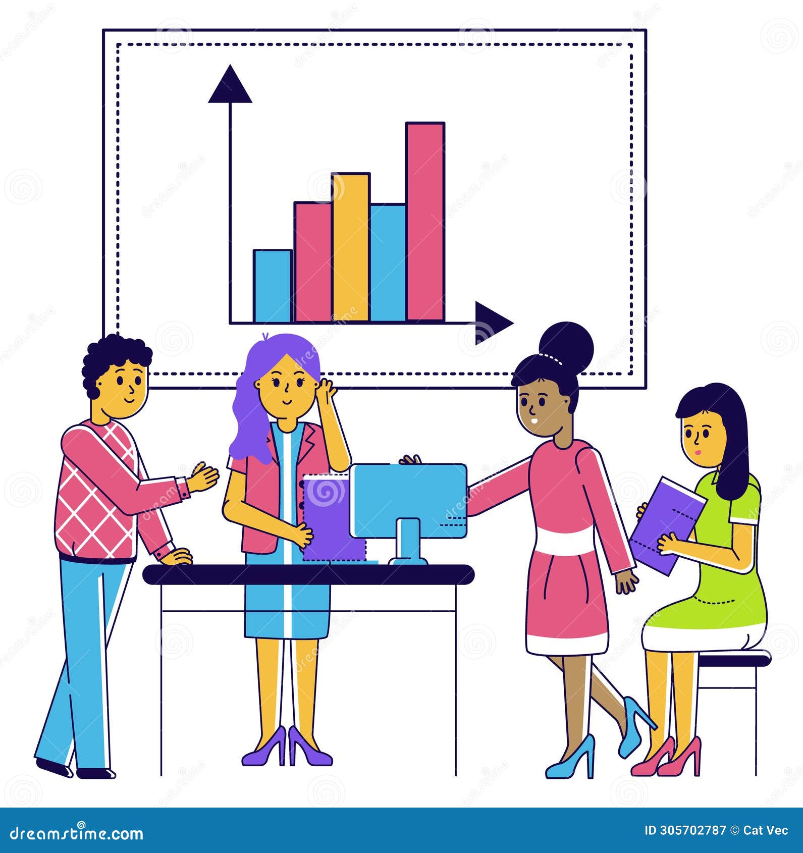 Diverse Team Discussing Data with Bar Graph. Businesspeople Analysis ...