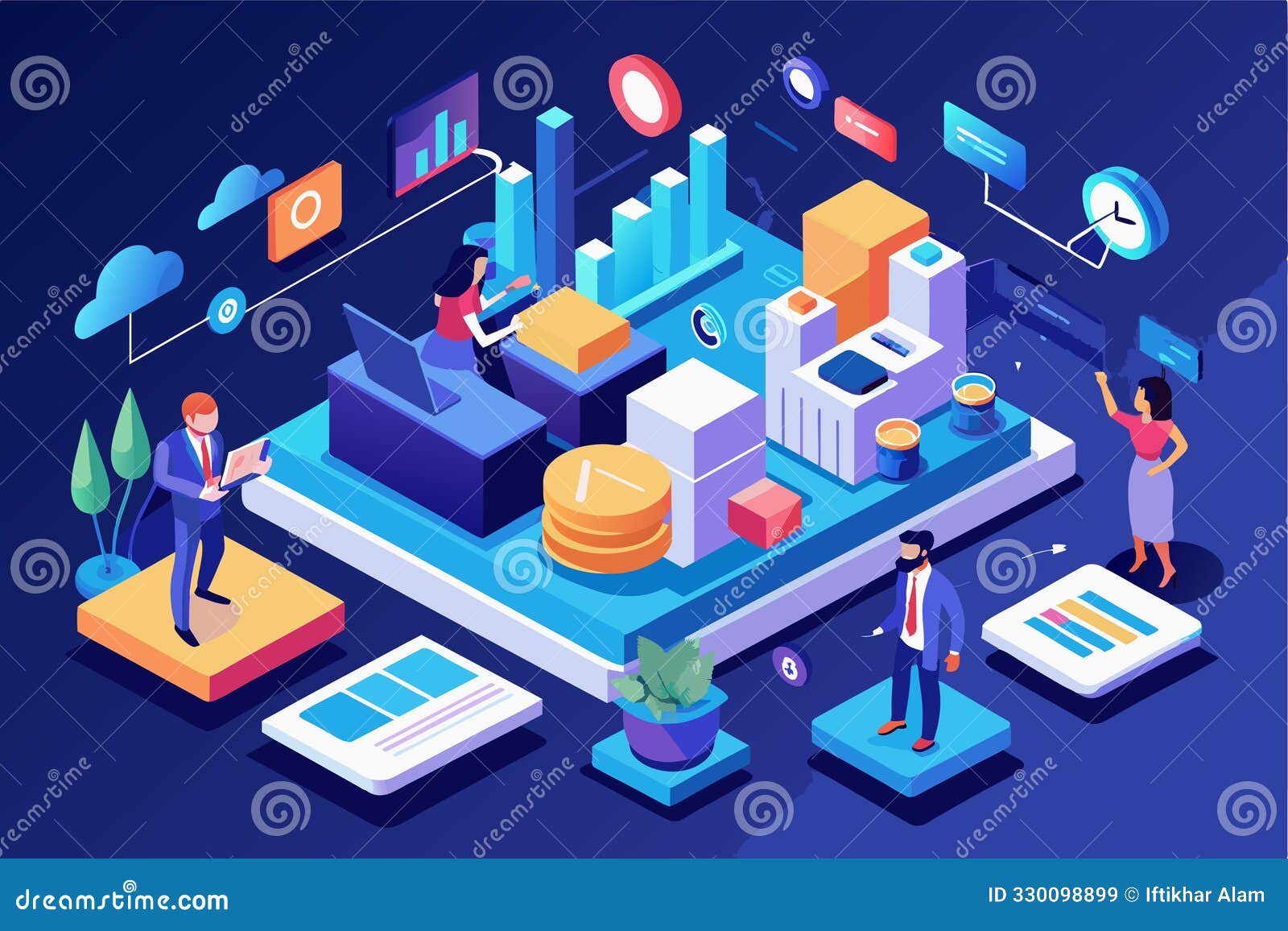 A Diverse Team Engages in Business Analytics, Utilizing Data ...