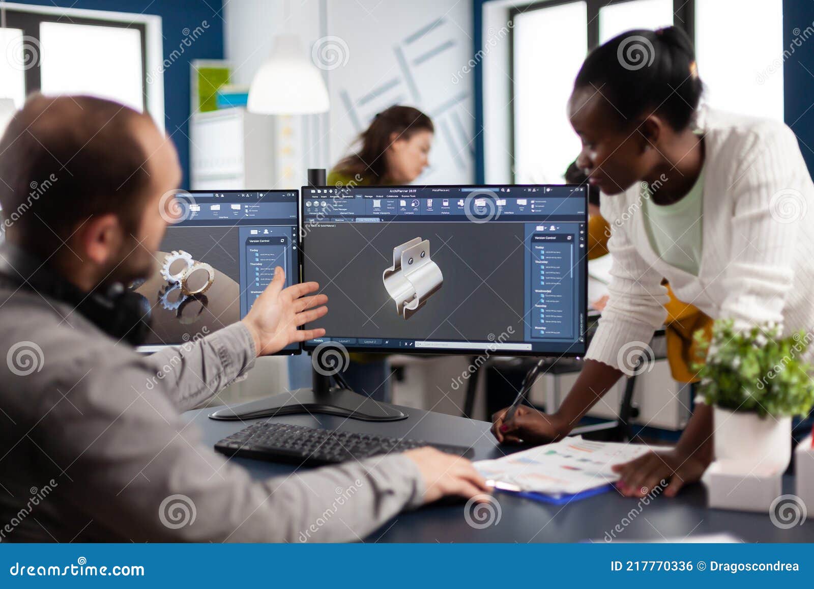 Diverse Team of Engineer Architects Working on Modern Cad Program Stock ...