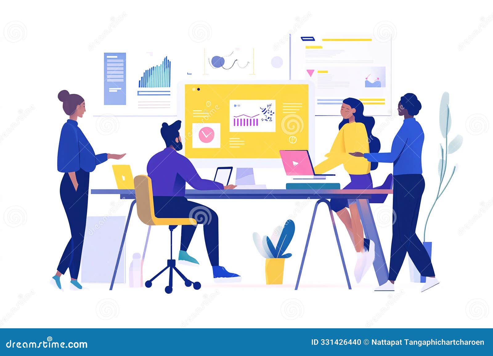 Brainstorming For Ideas. Work Meeting. Debating Or Team Communication ...