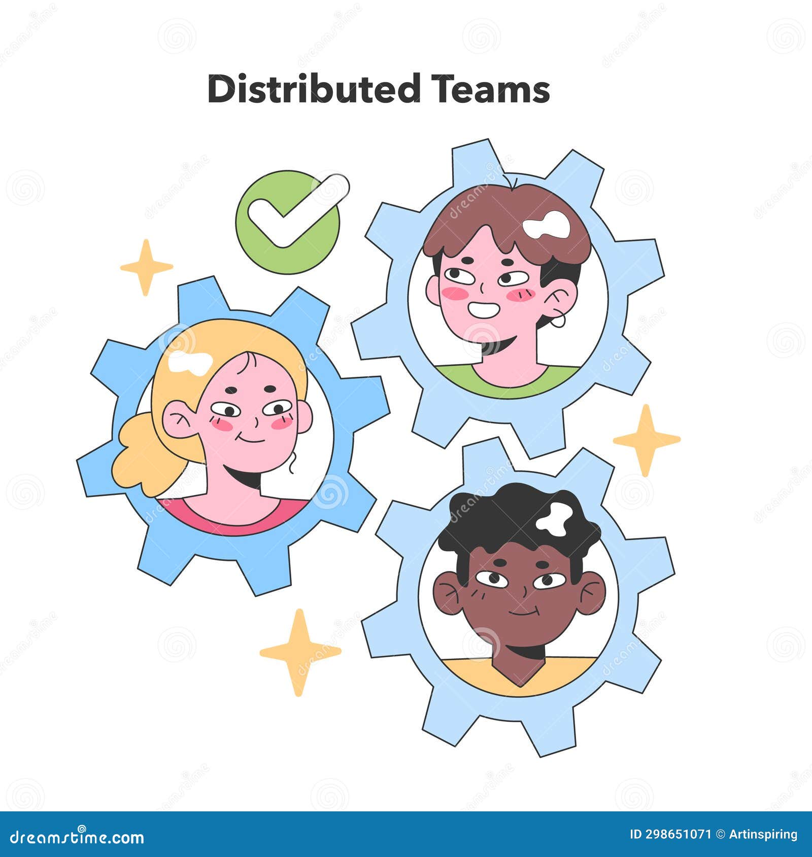 Diverse Team Members in Cogwheels Represent Collaboration in ...