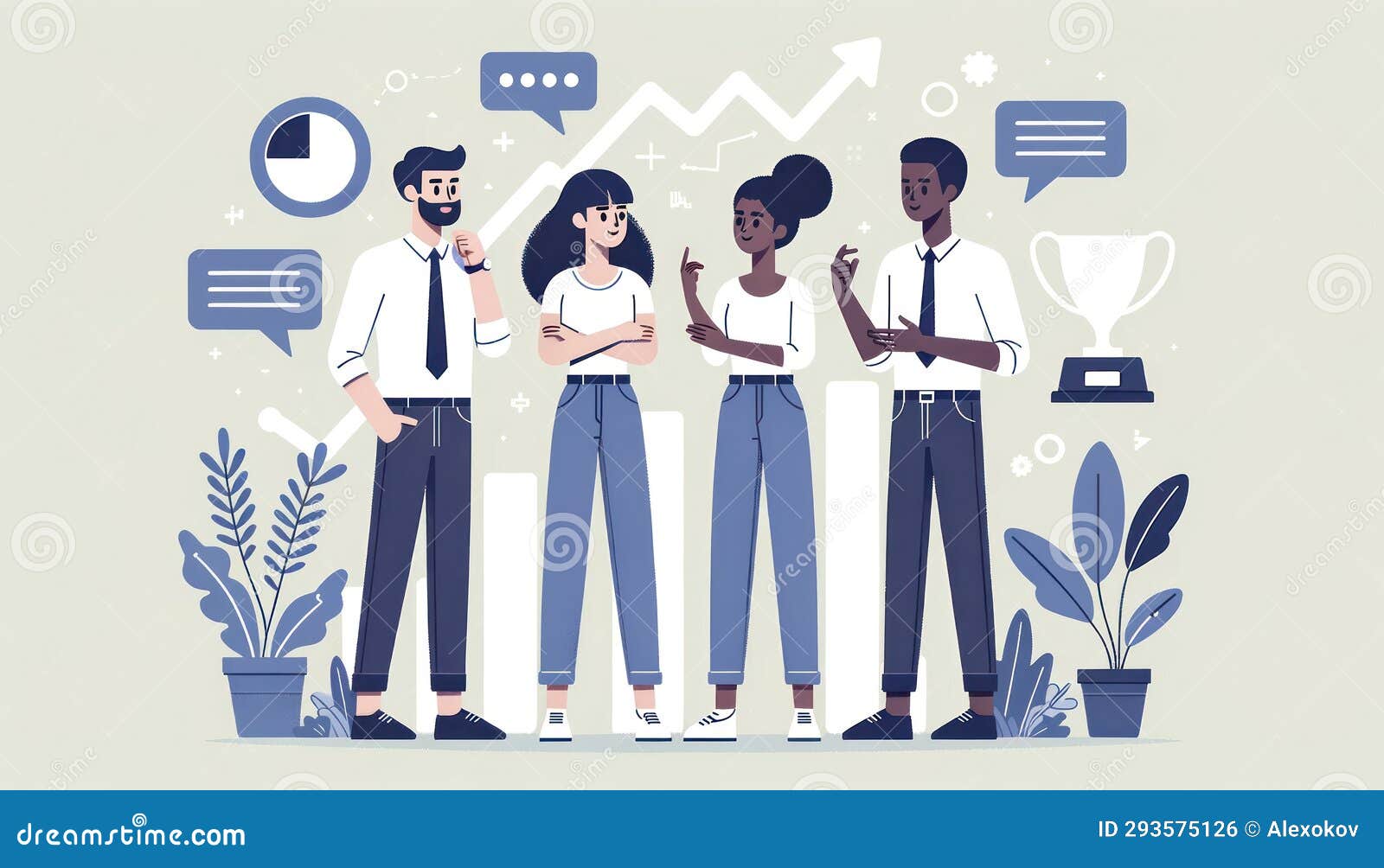 Diverse Team Members in Flat and Minimalistic Design AI Generated Stock ...