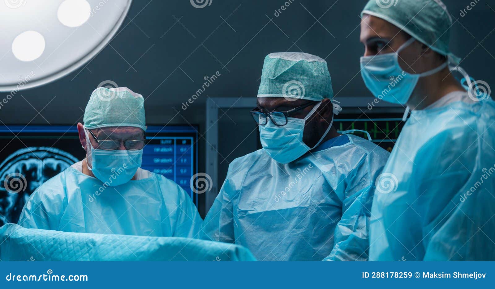 Team of Medical Doctors Performs Surgical Operation in Modern Operating ...