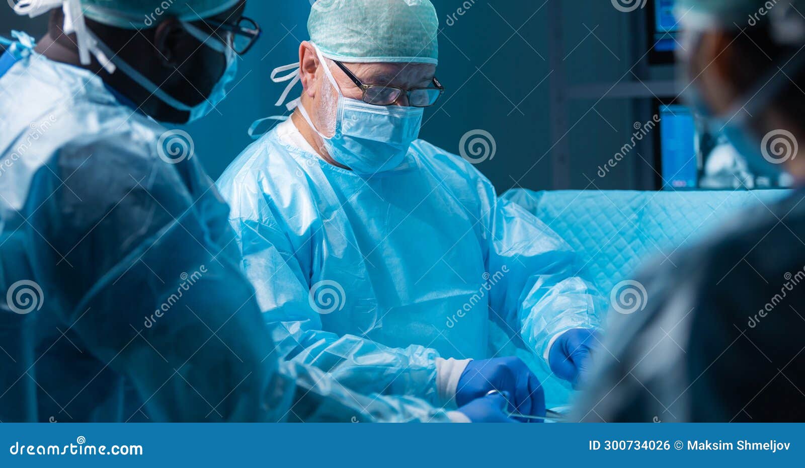 Team of Medical Doctors Performs Surgical Operation in Modern Operating ...