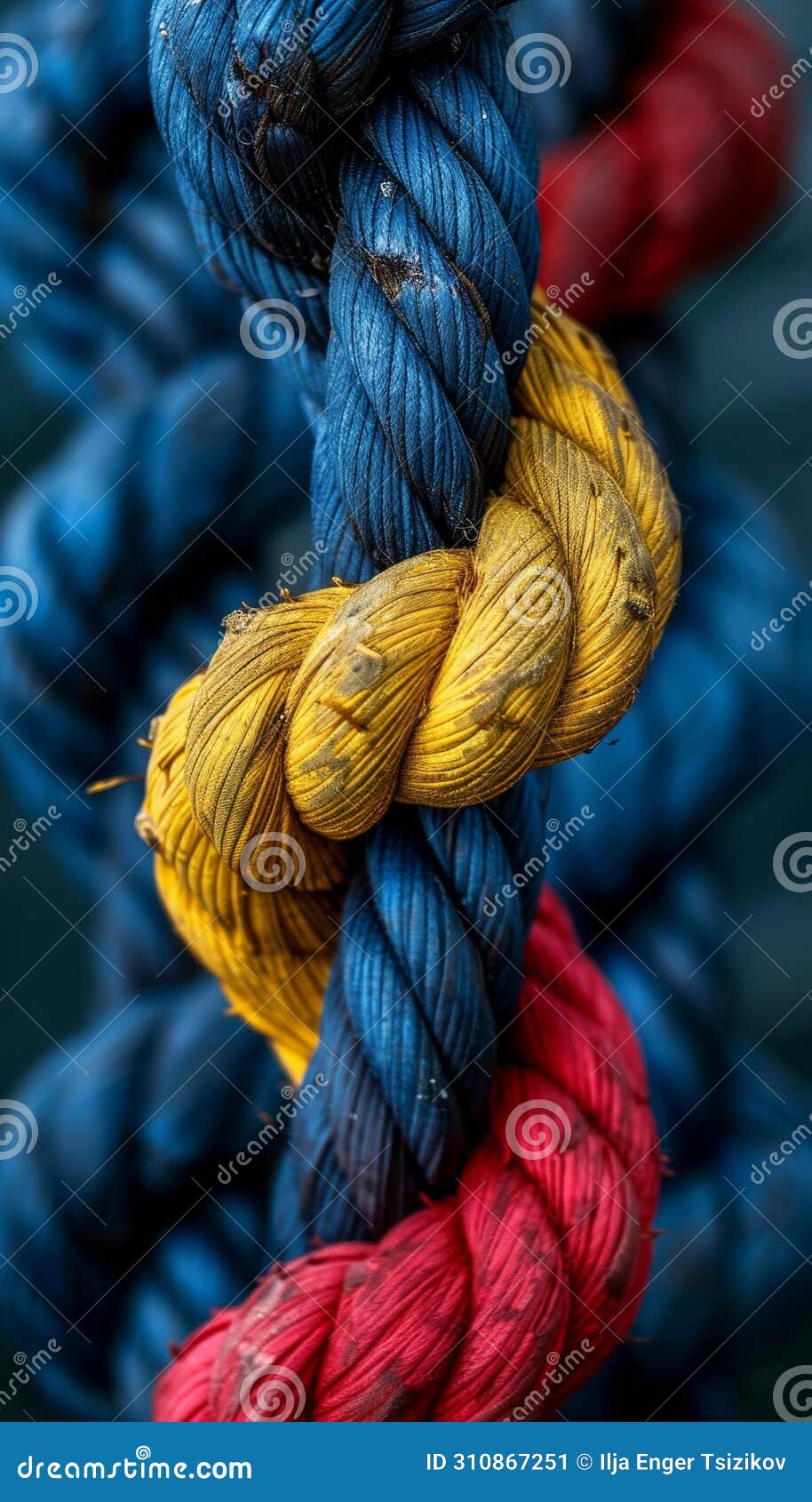Diverse Team Strength United by Ropes on Colorful Background ...